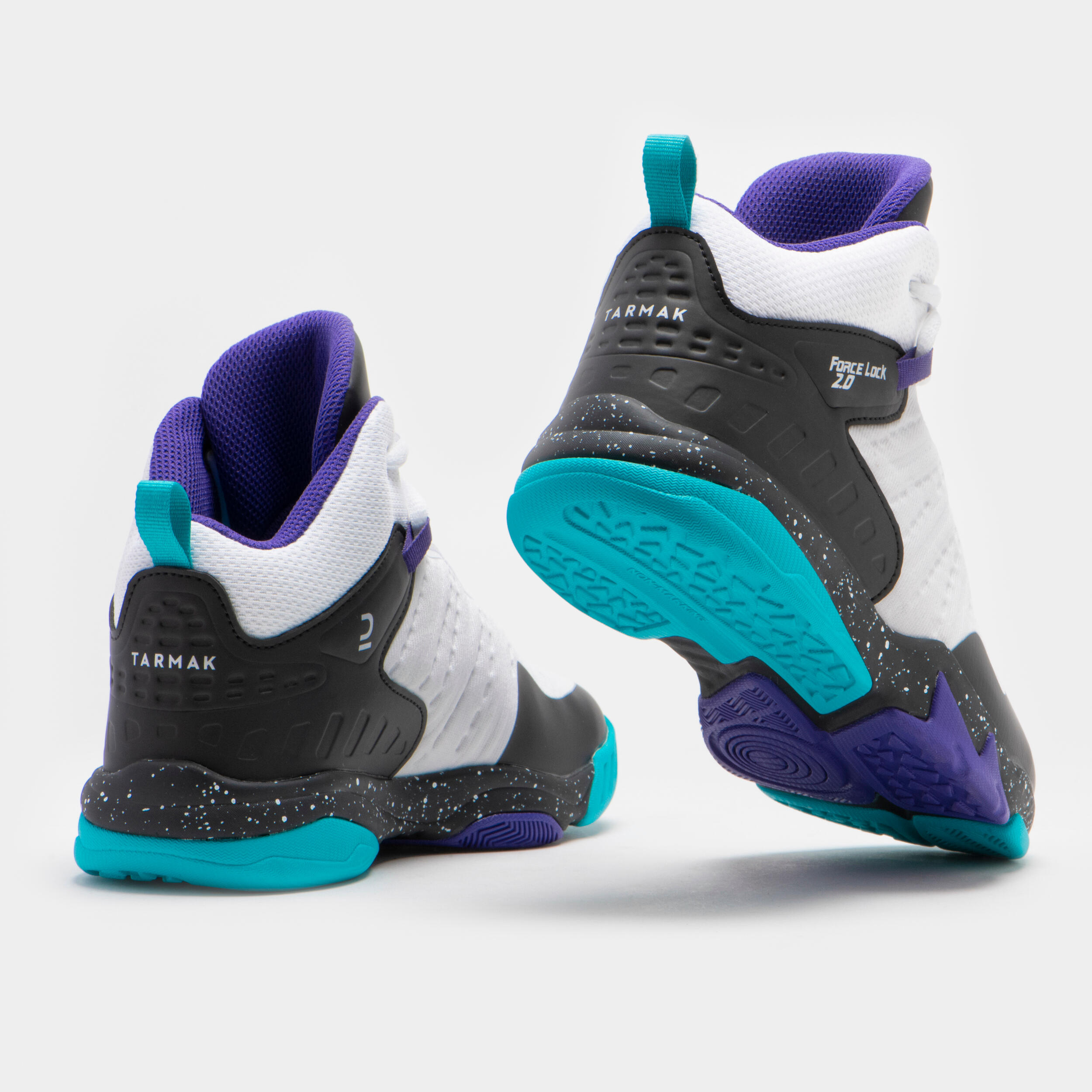 Kids' Intermediate Basketball Shoes SS500H - White/Black/Purple - Decathlon