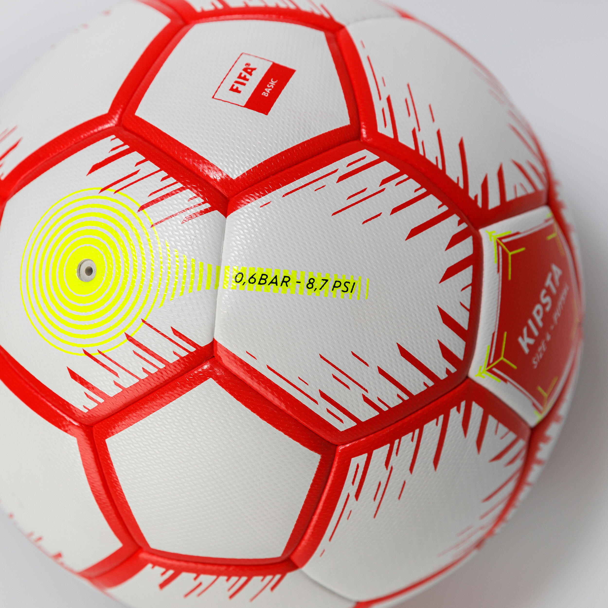 Size 4 Hybrid Futsal Ball - FS 100 Red/White - Snow white, fluo ...