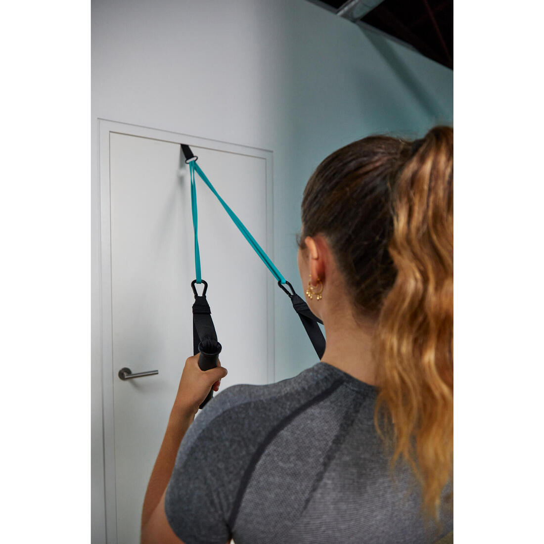 Kit musculation poignées, accroche porte et élastique 15kg - Kit de ...