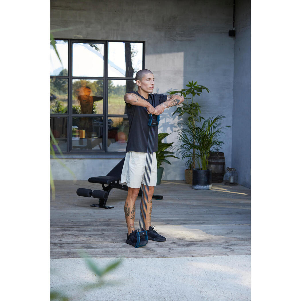 Extenseur de musculation réglable de 5 à 25kg - noir et bleu CORENGTH ...