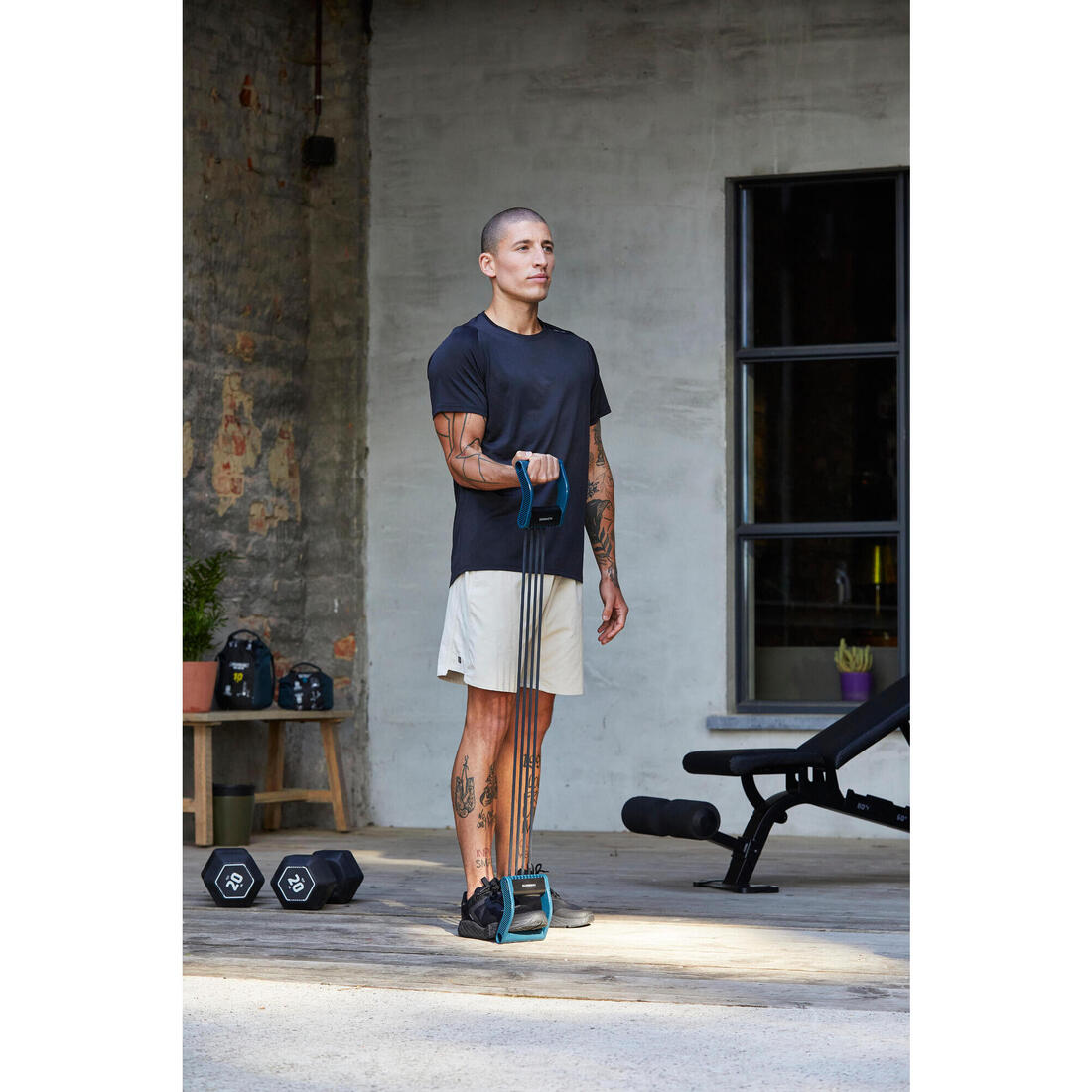 Extenseur de musculation réglable de 5 à 25kg - noir et bleu CORENGTH ...