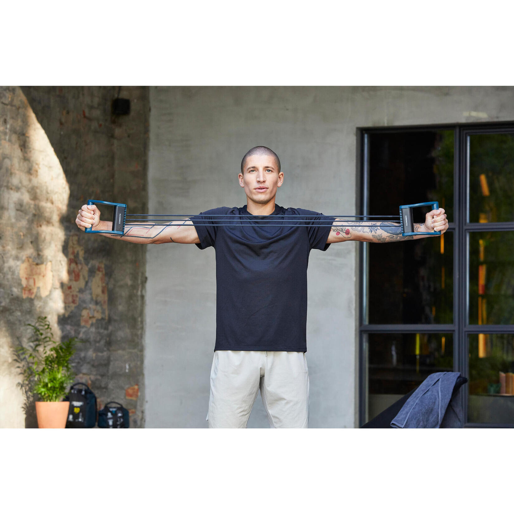 Extenseur de musculation réglable de 5 à 25kg - noir et bleu CORENGTH ...