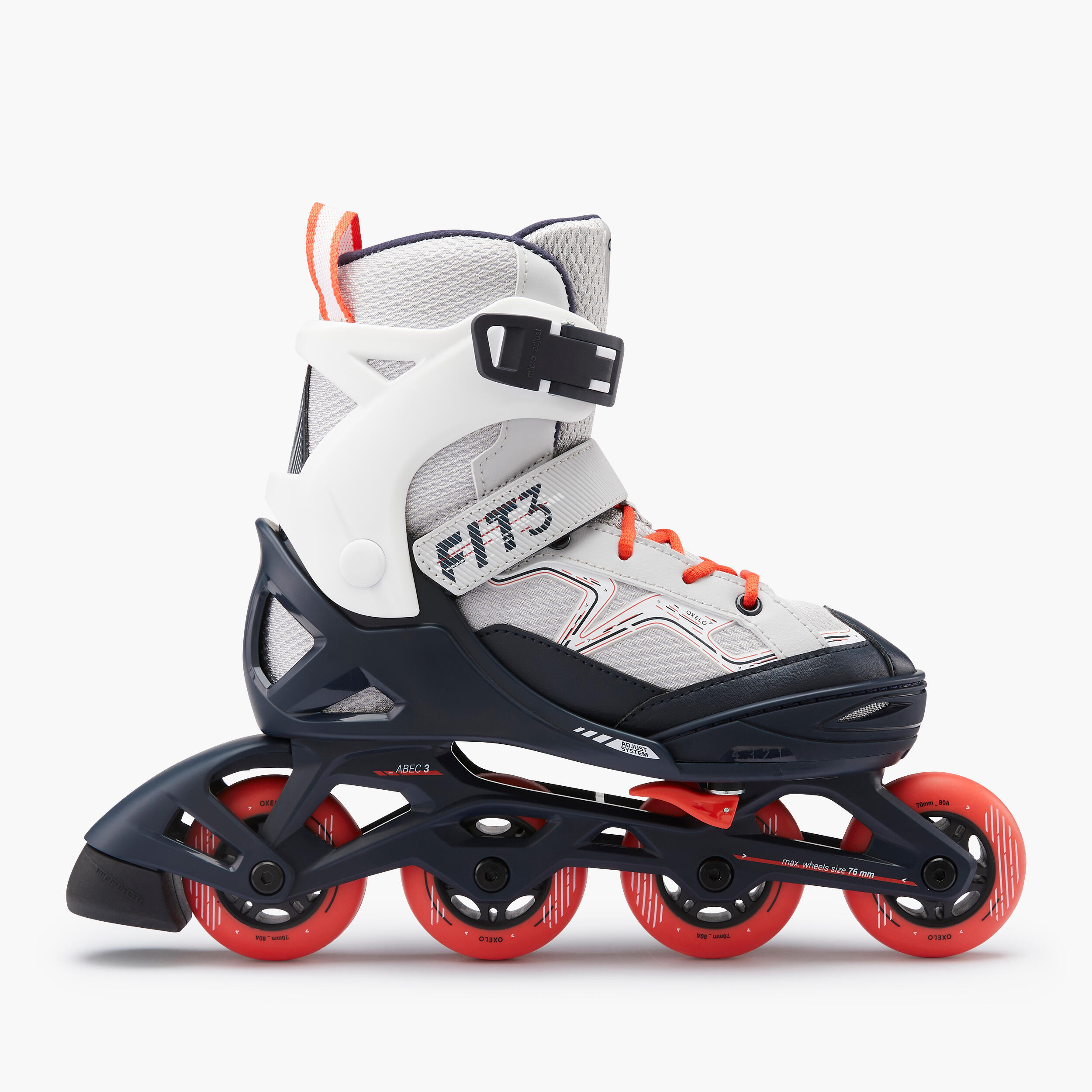 Kids' Inline Skates - Fit 3 Grey/Red - Pale grey - Oxelo - Decathlon