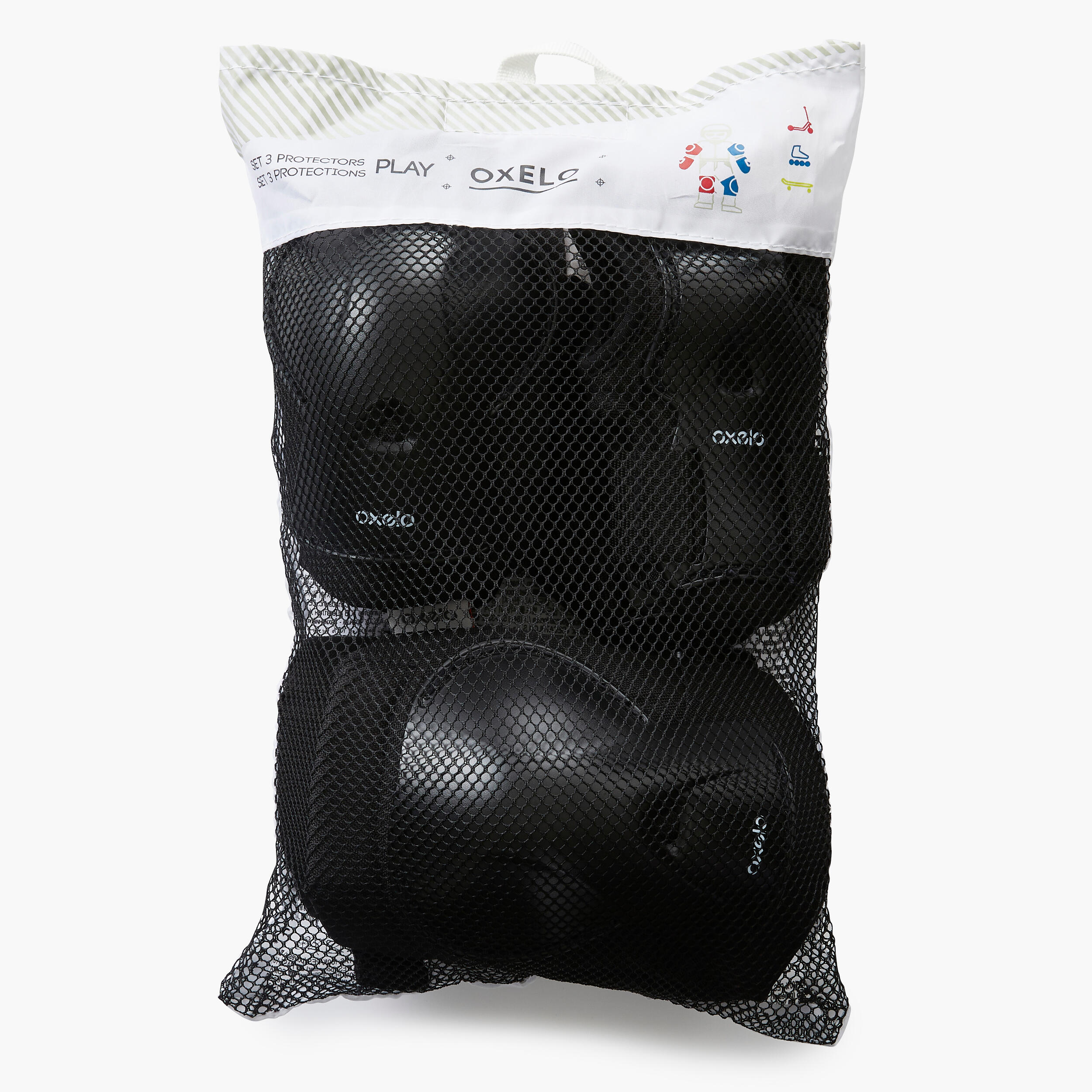 Kids' Inline Skate Protection Set - Black - Black‎, Snow white‎ - Oxelo ...