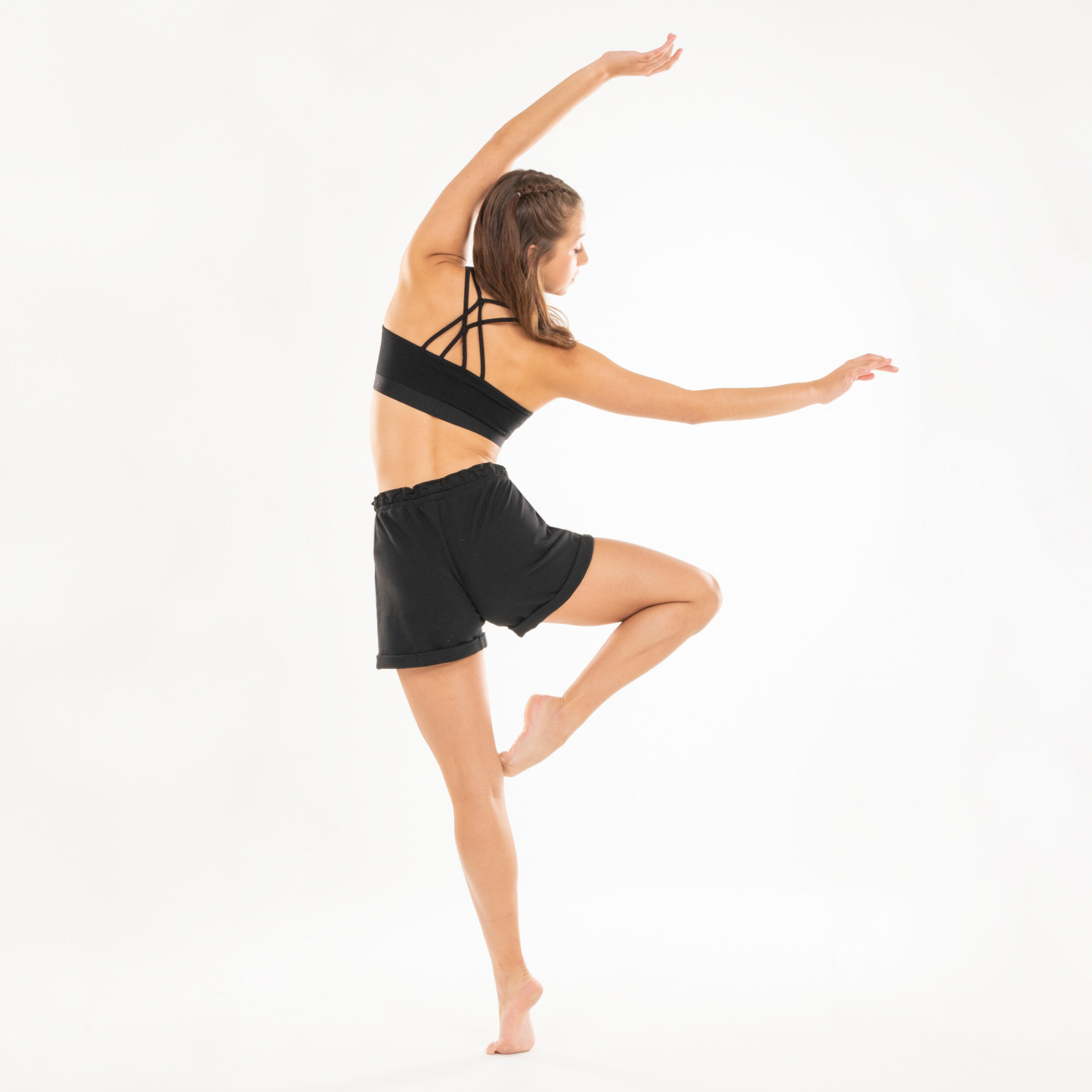 Tanzbustier Modern Jazz Dance Mädchen schmale Träger - schwarz - Decathlon