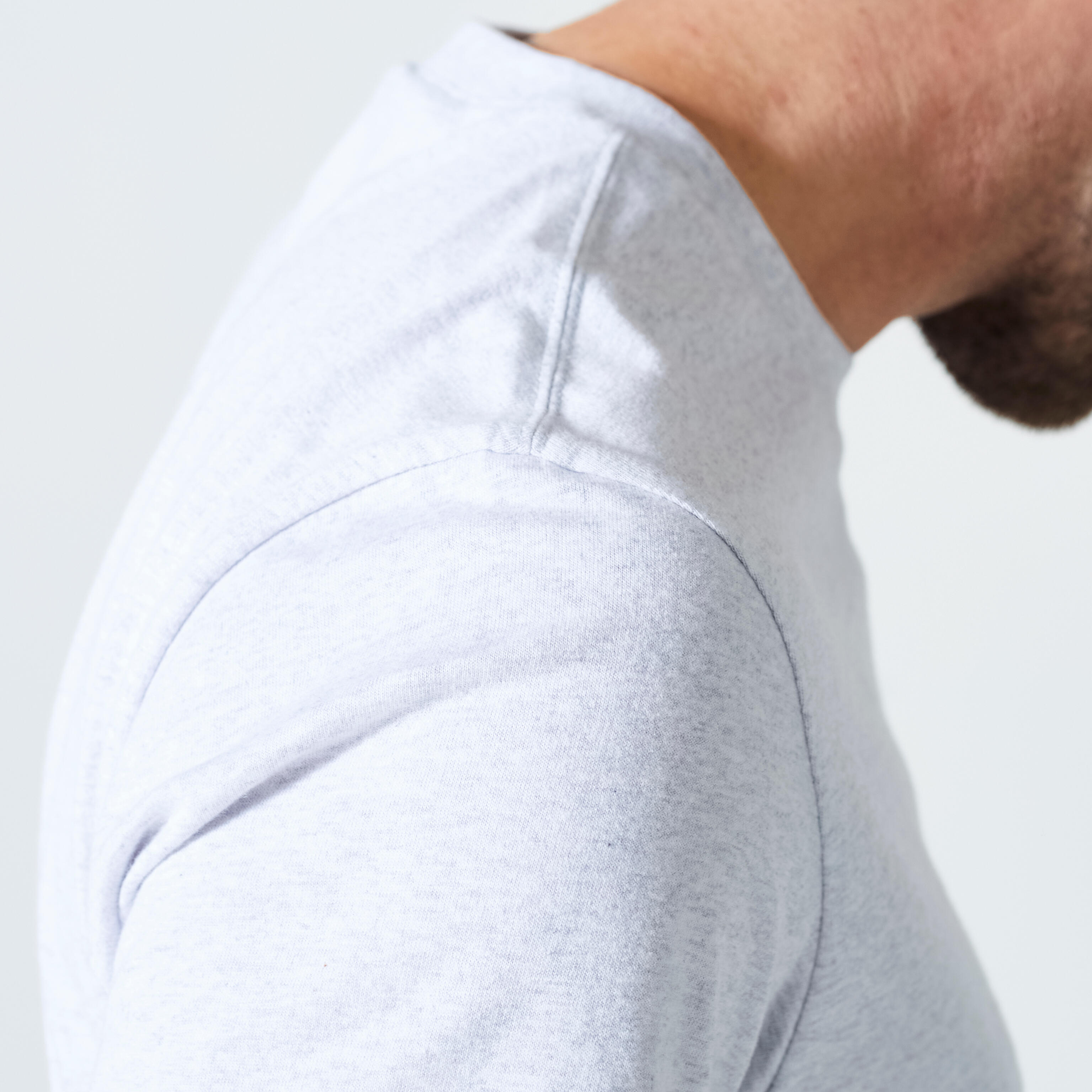 Men's Short-Sleeved Crew-Neck Fitness T-Shirt - Light Grey - Decathlon