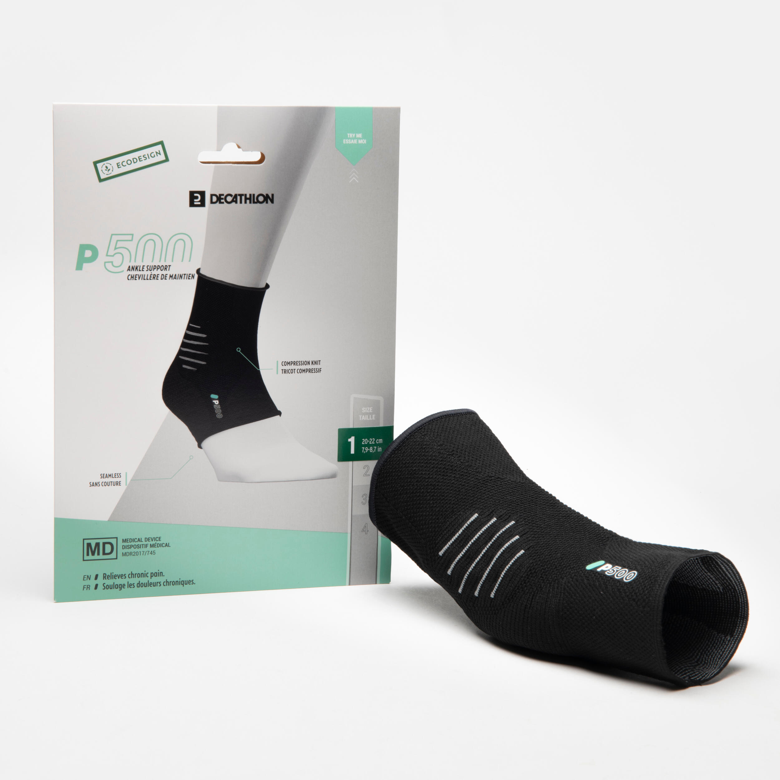 Tobillera de sujeción Adulto - Tobillera P500 Negro - Decathlon