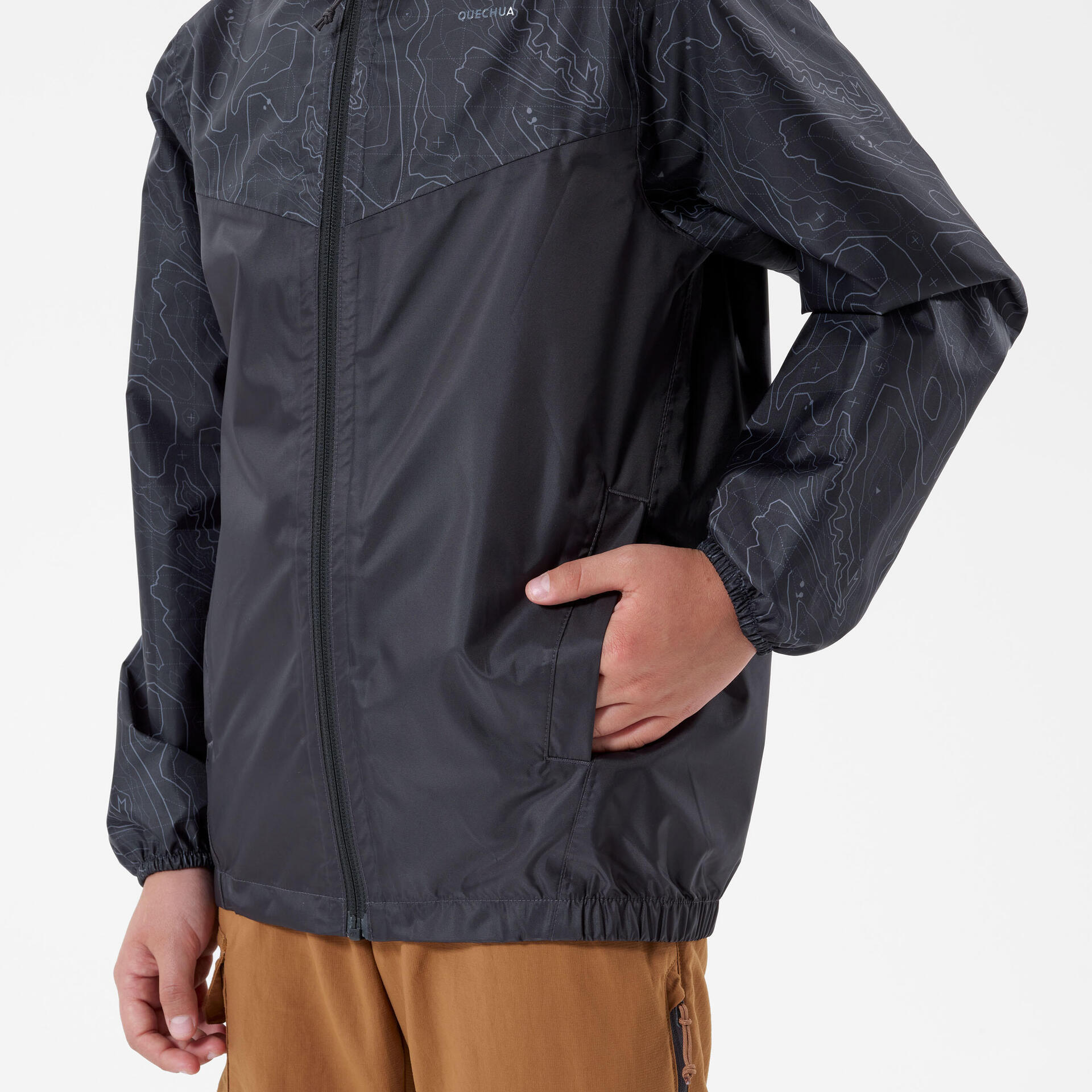 Kids' Mountain Hiking Waterproof Jacket MH100 7-15 years - Grey