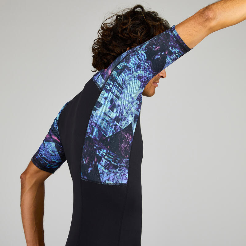 Tee Shirt Anti Uv Surf Top 500 Manches Courtes Homme Noir Olaian