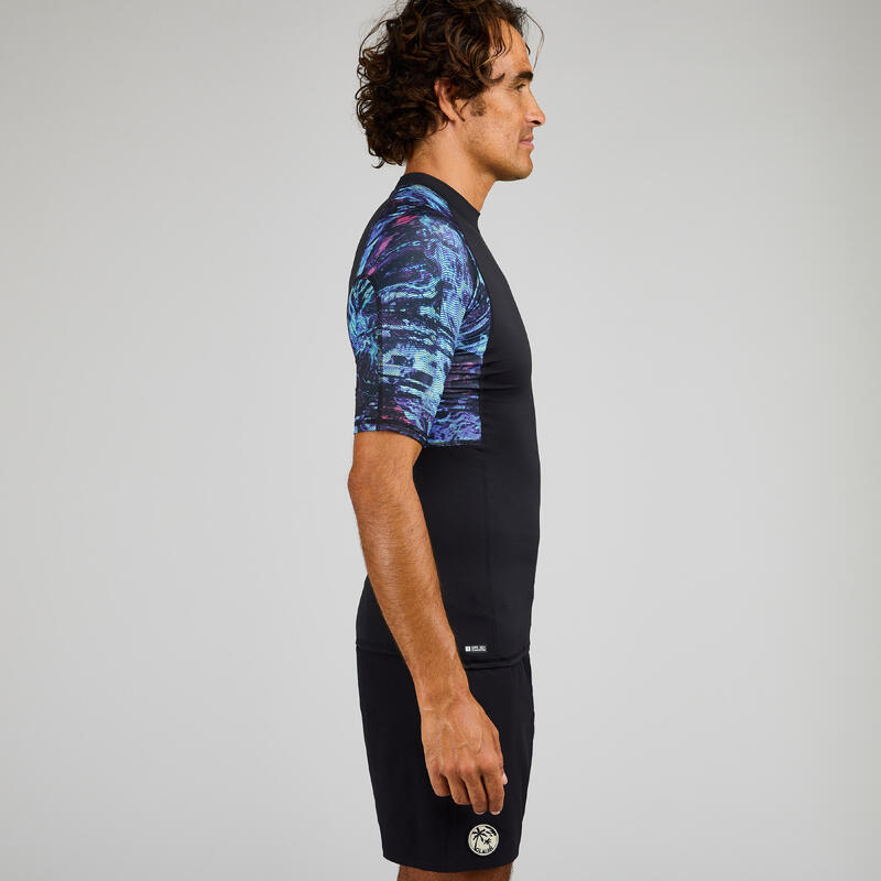 Tee Shirt Anti Uv Surf Top 500 Manches Courtes Homme Noir Olaian