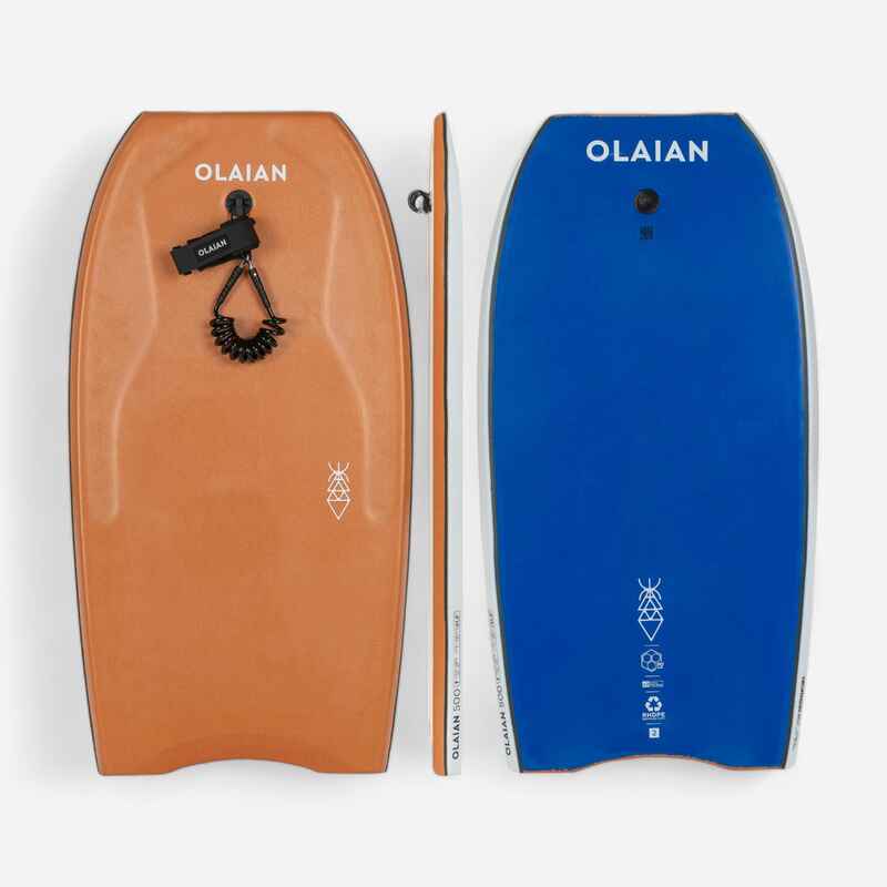 Bodyboard 500 brown blue with leash - Decathlon