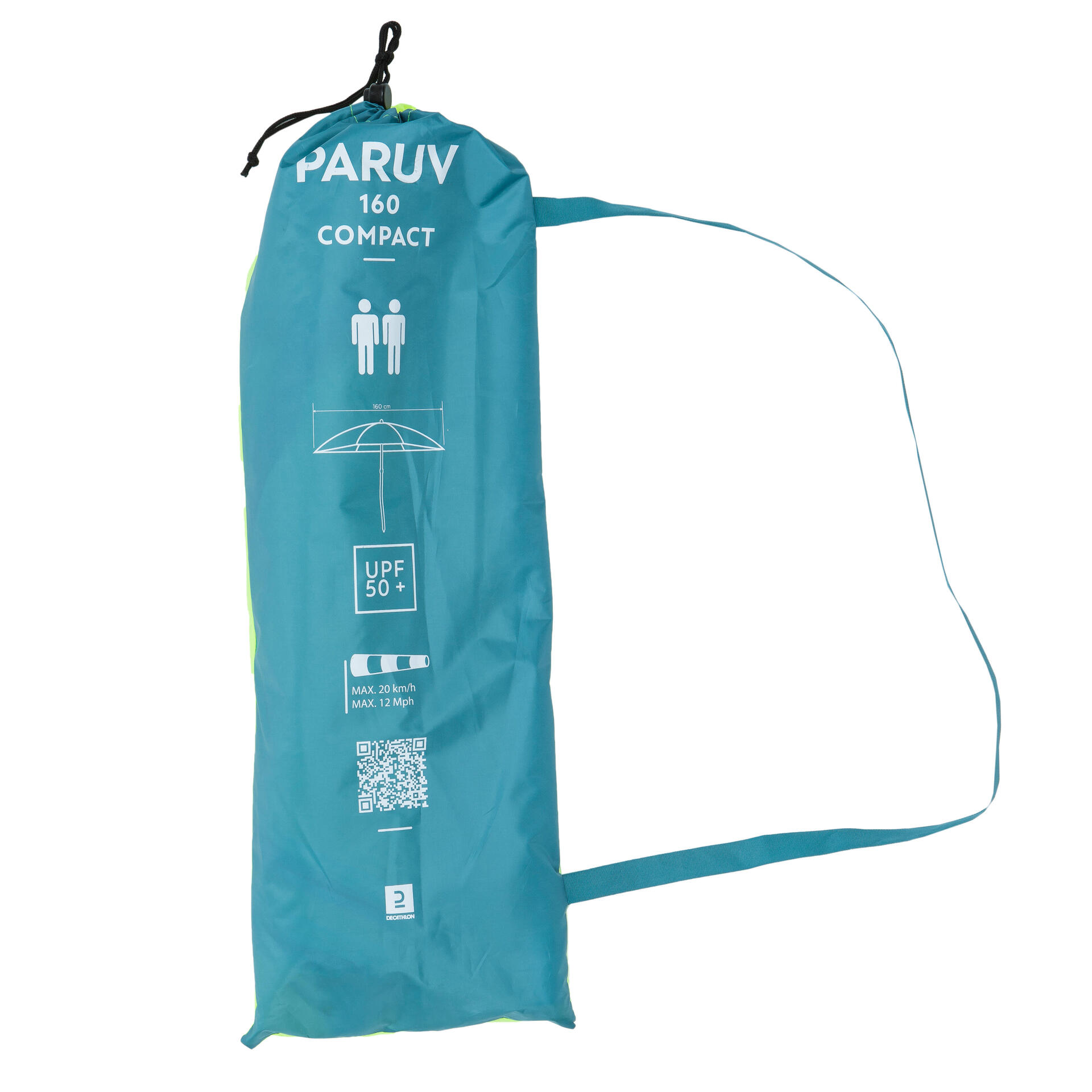 BEACH PARASOL PARUV 160 COMPACT UPF 50+ 2 PLACES - blue yellow