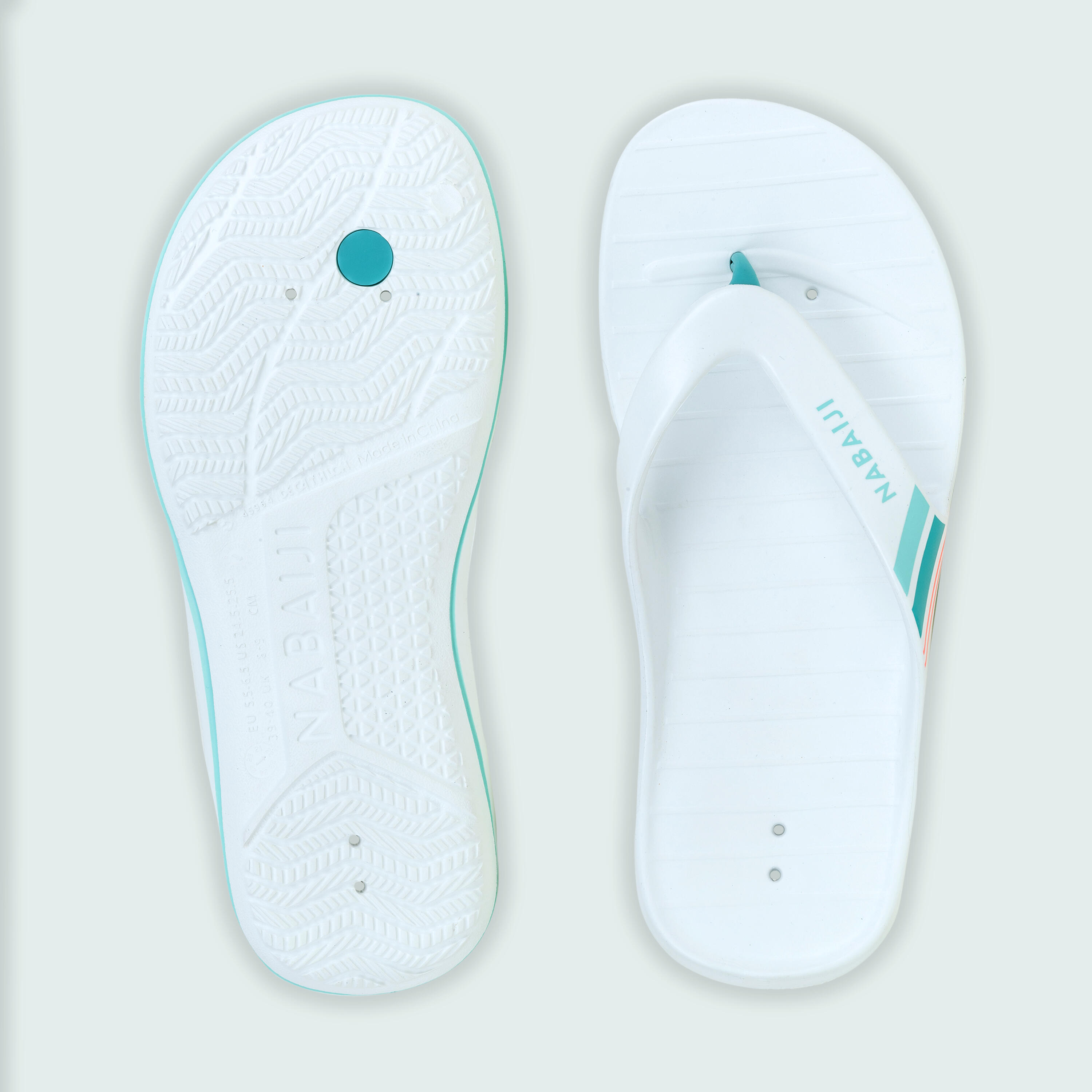 Women’s pool flip-flops Tonga 500 white blue line - Decathlon