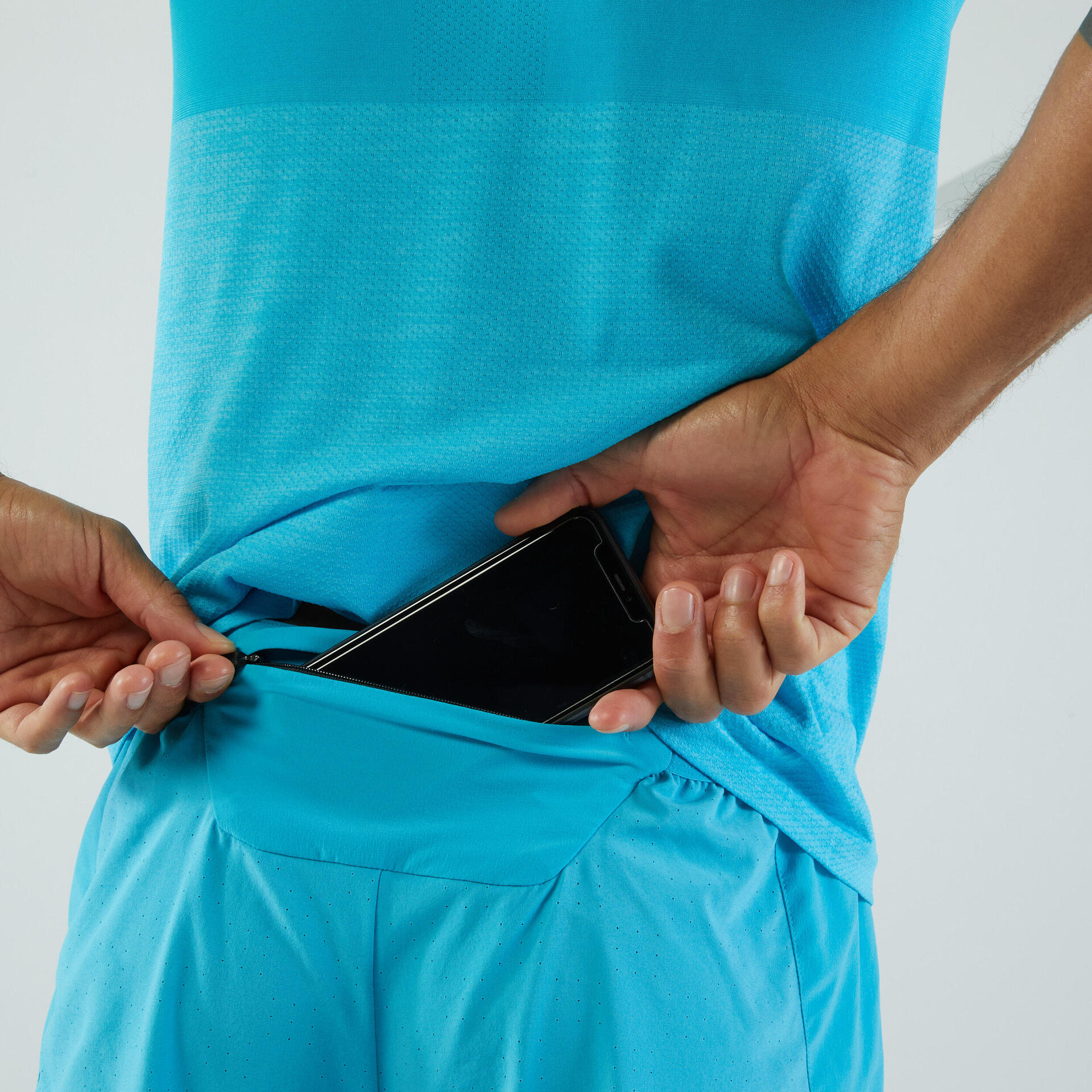 KIPRUN LIGHT MEN's RUNNING SHORTS LIGHT BLUE TURQUOISE