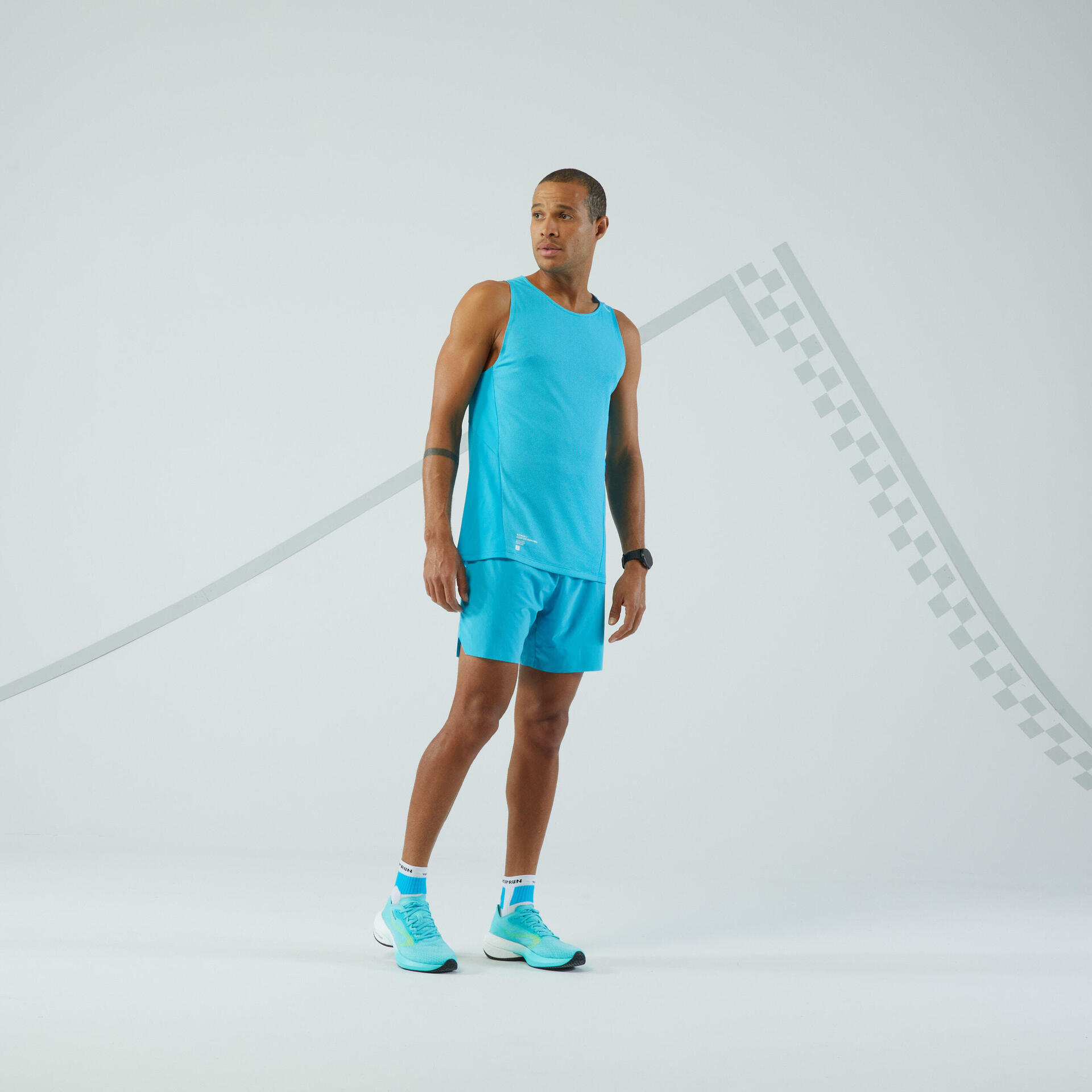 KIPRUN LIGHT MEN's RUNNING SHORTS LIGHT BLUE TURQUOISE