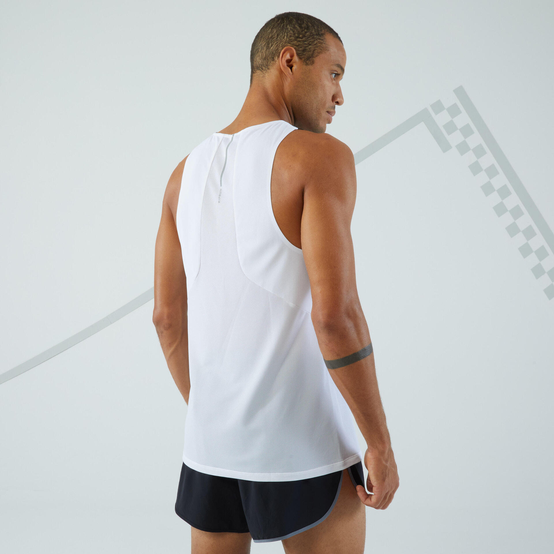 Men's Running Tank Top KIPRUN Run Light-white and blue, black