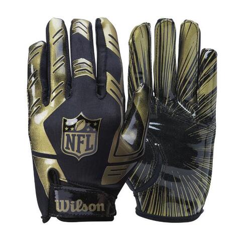 Gants de football américain - GANT NFL STRETCH FIT Noir Doré WILSON ...