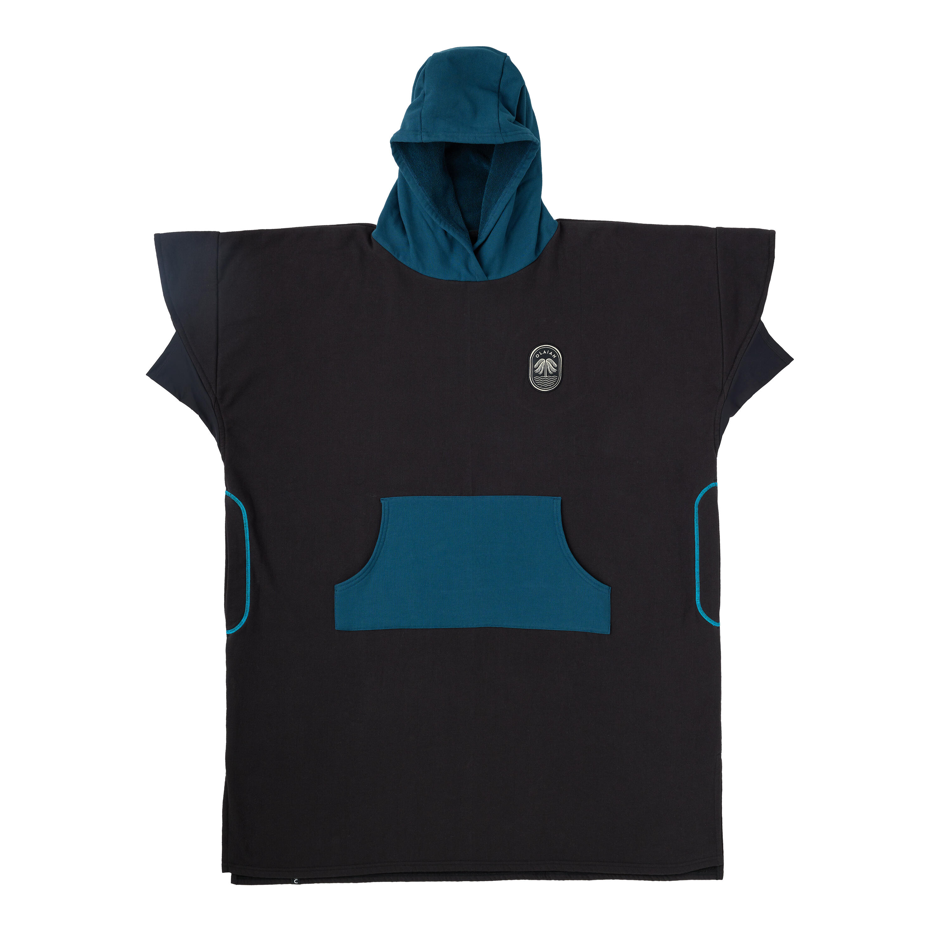 Surfing Poncho - 500 - smoked black, Dark petrol blue - Olaian - Decathlon