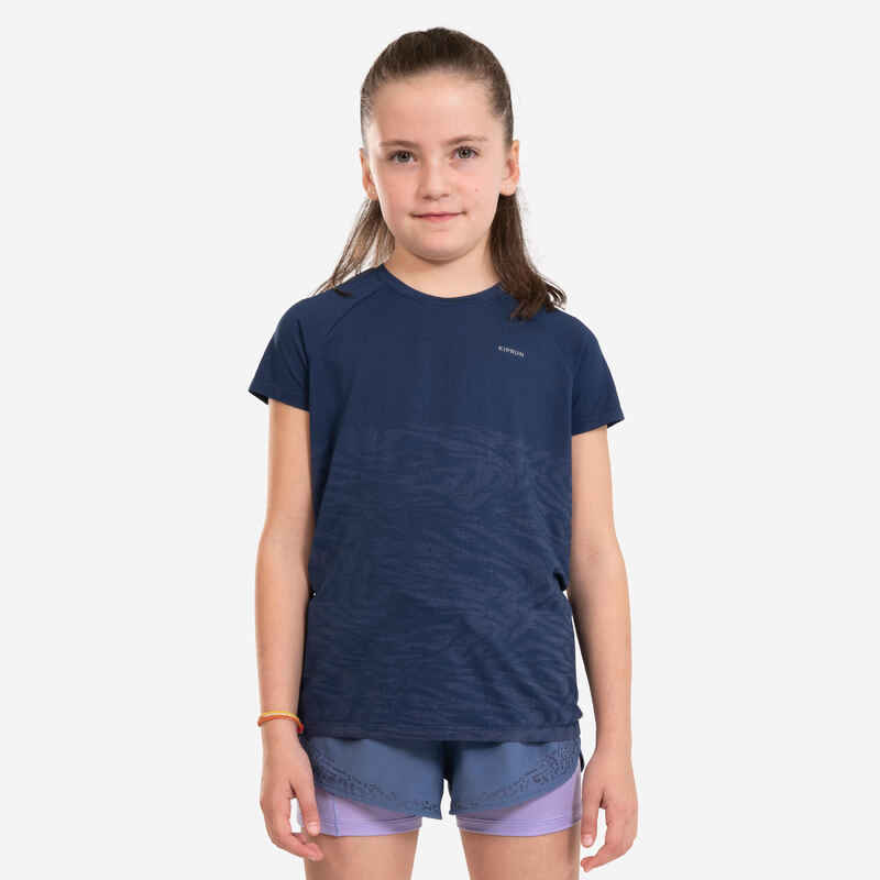KIPRUN CARE Girls' Seamless Running T-shirt - Navy - Decathlon