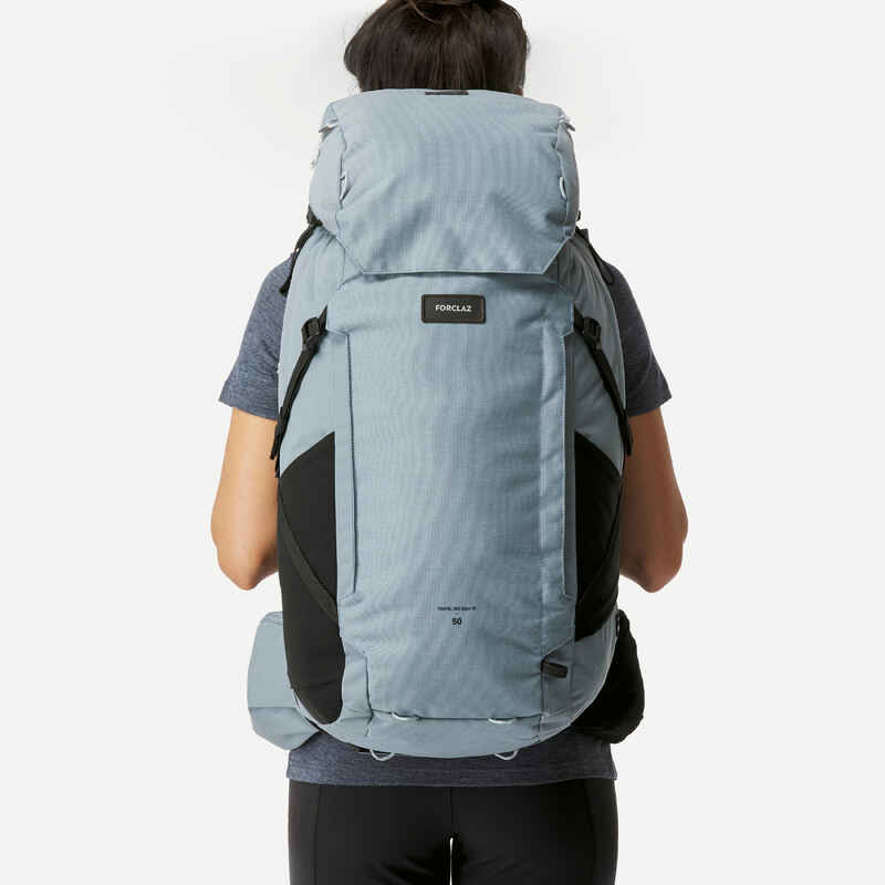Morral de 50+6 Litros trekking de viaje para Mujer Forclaz Travel900 azul - Decathlon