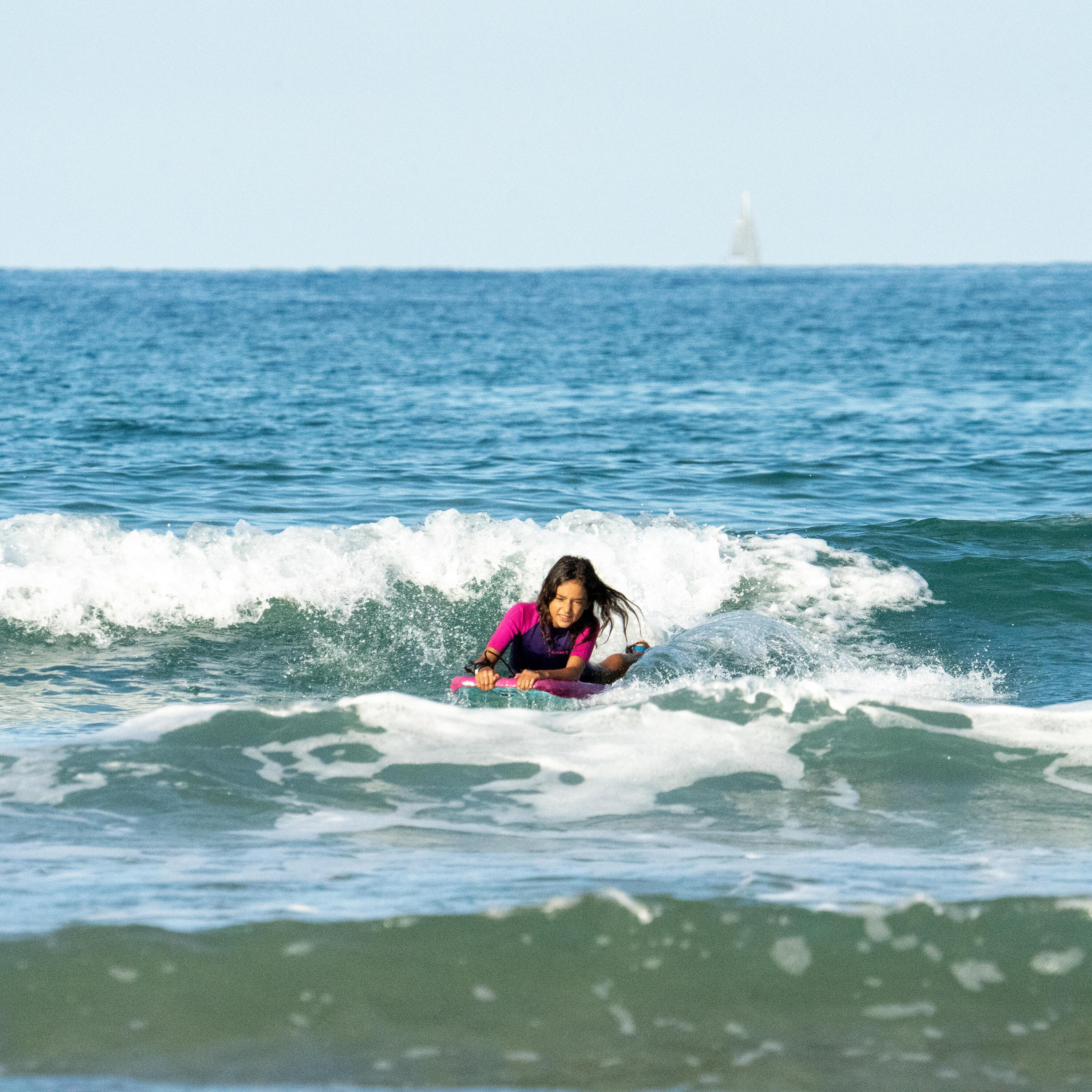 Kids' bodyboard 100 with wrist leash pink blue DECATHLON | Decathlon