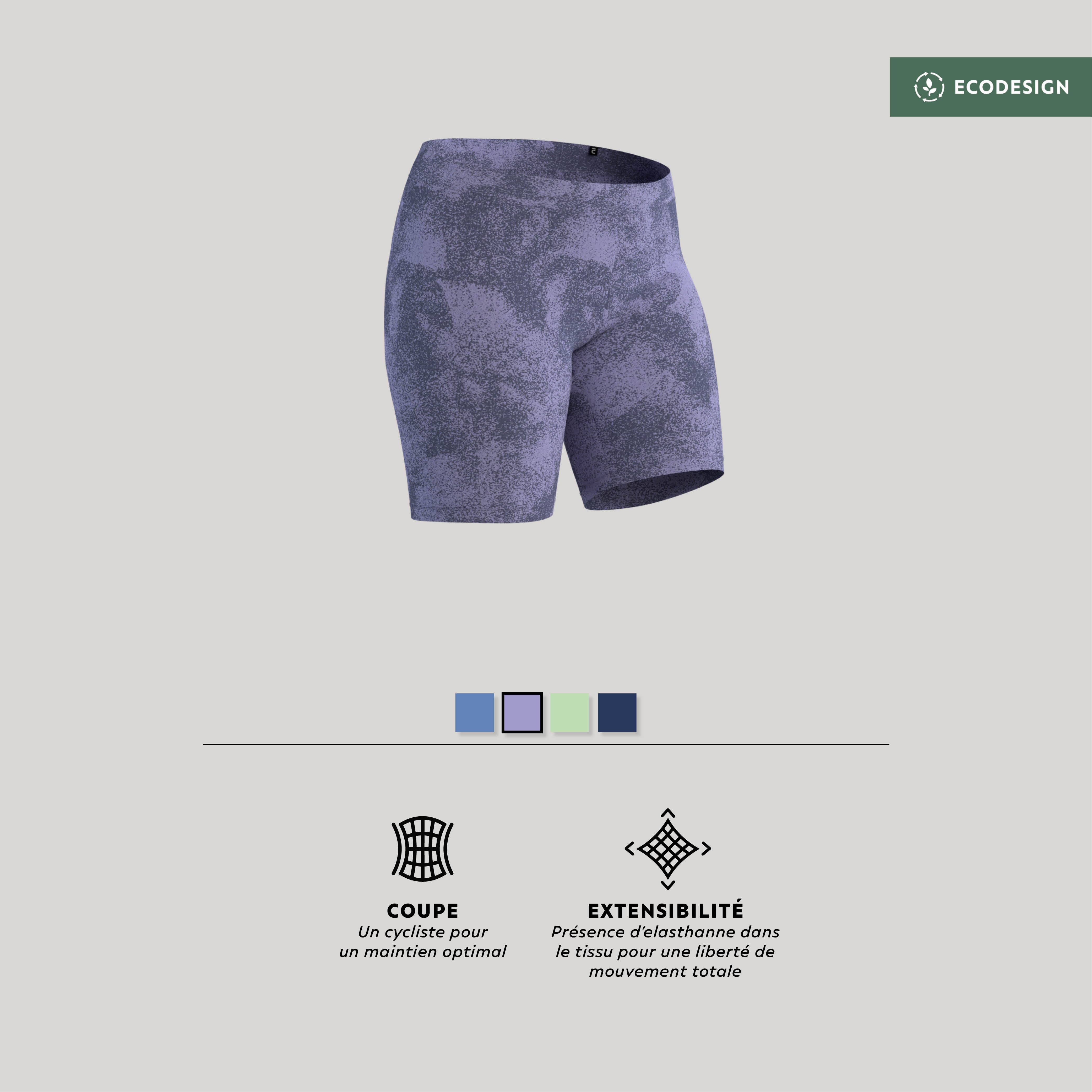 Licra de fitness corta para mujer domyos 500 lila