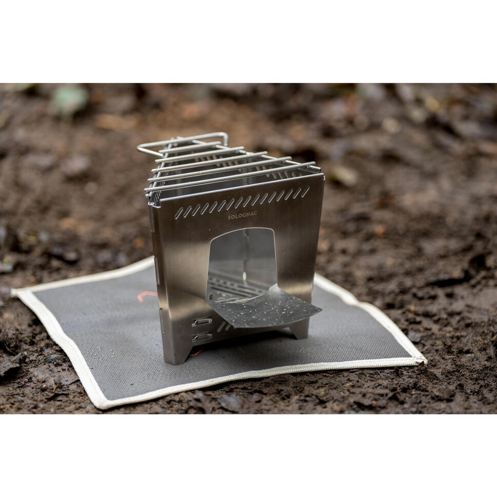 Réchaud à bois pliable bushcraft bivouac acier inoxydable SOLOGNAC ...