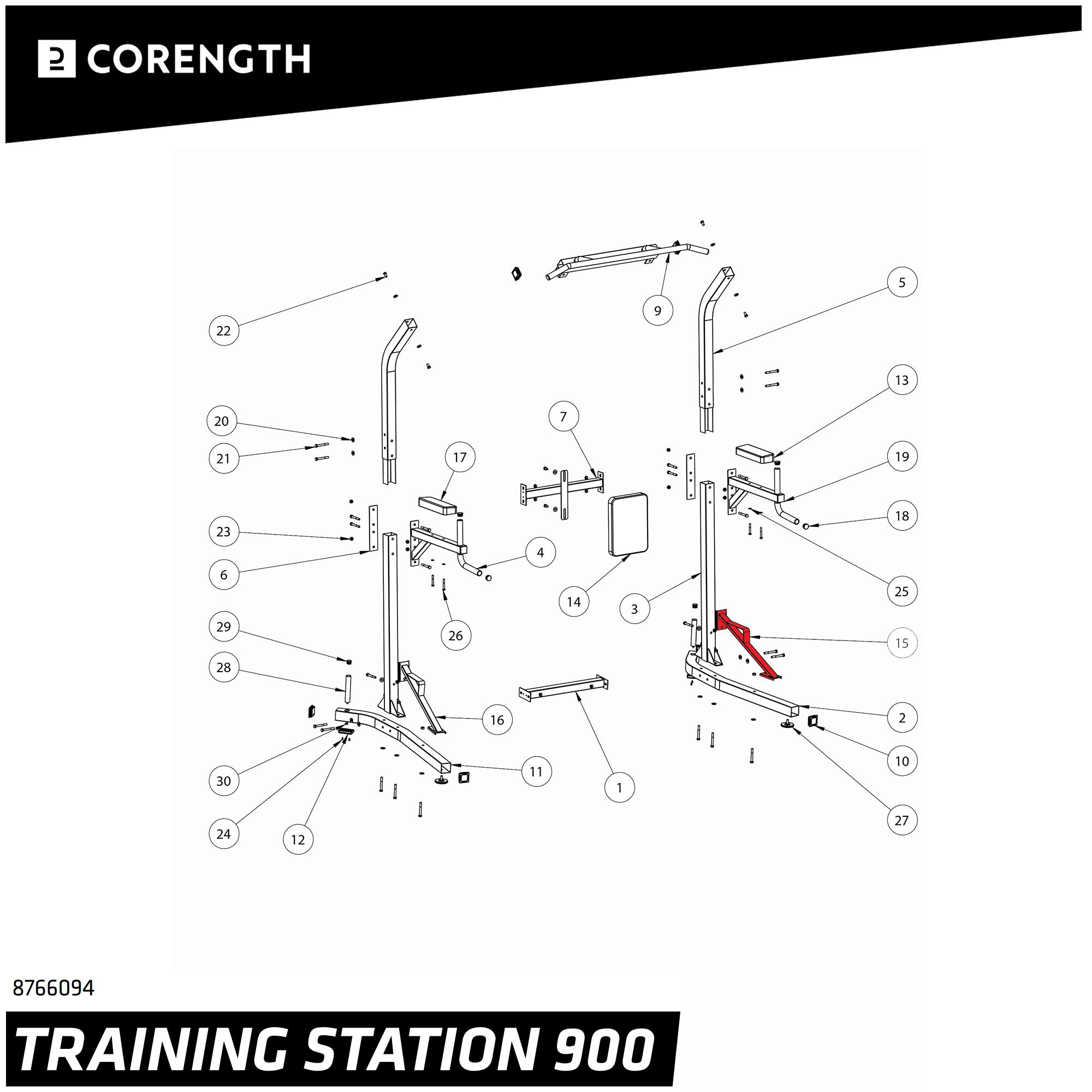 Roman Chair Training Station 900 - Right Footrest - Decathlon