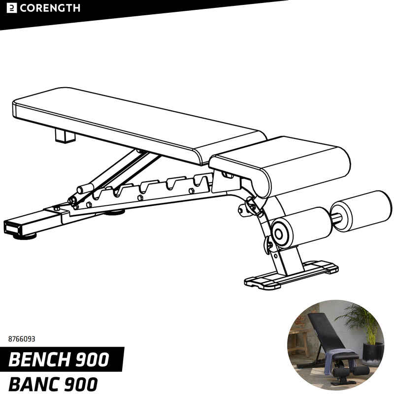 Weight Bench 900 2023 - Plastic End Caps - Decathlon