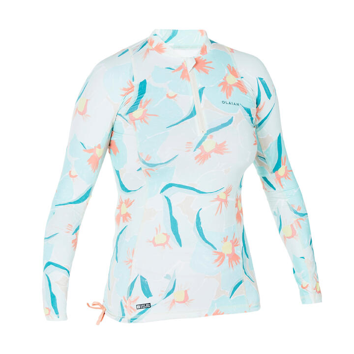 Tee Shirt Anti Uv Surf Top 500 Manches Longues Femme Akaru Olaian