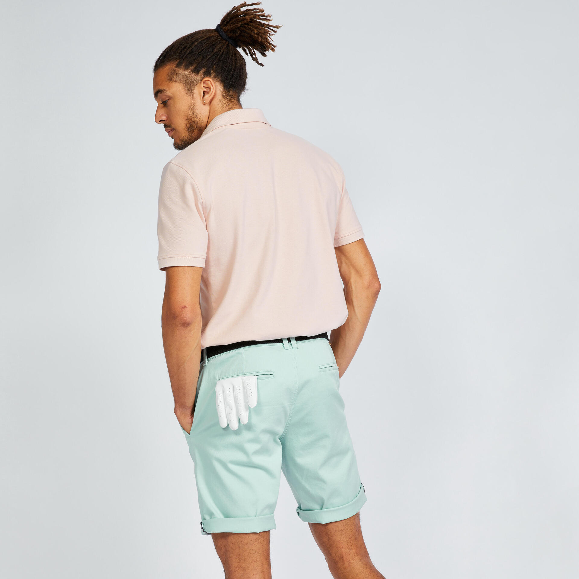 Men's golf cotton chino shorts - MW500 pale green