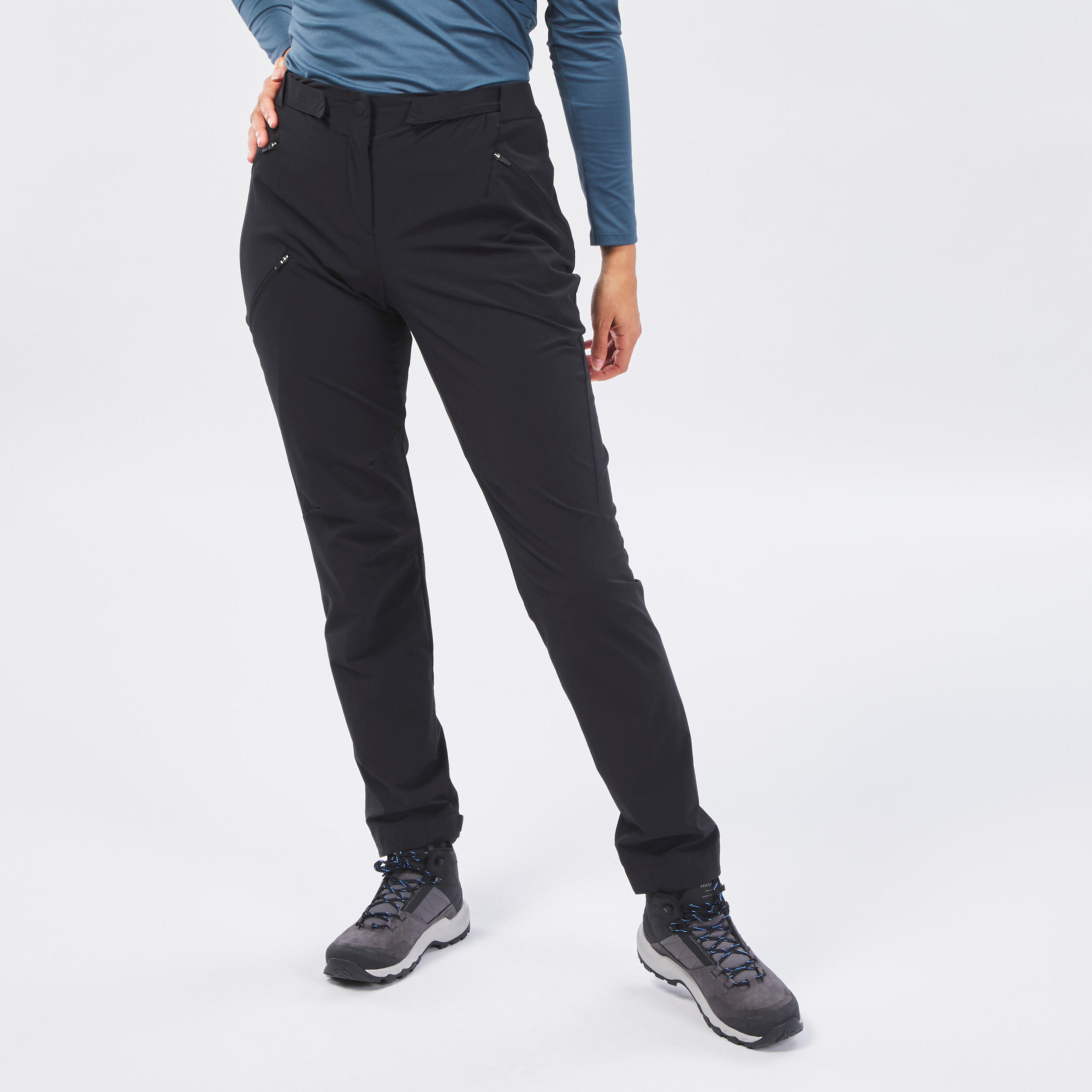 Women's Mountain Walking Trousers - MH500 - Black