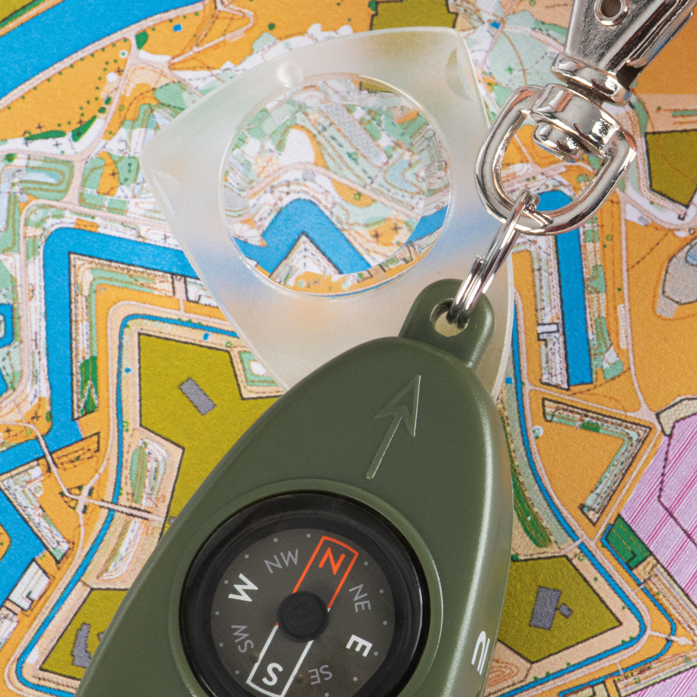 MULTI-PURPOSE WHISTLE AND ORIENTEERING COMPASS 50 - KHAKI