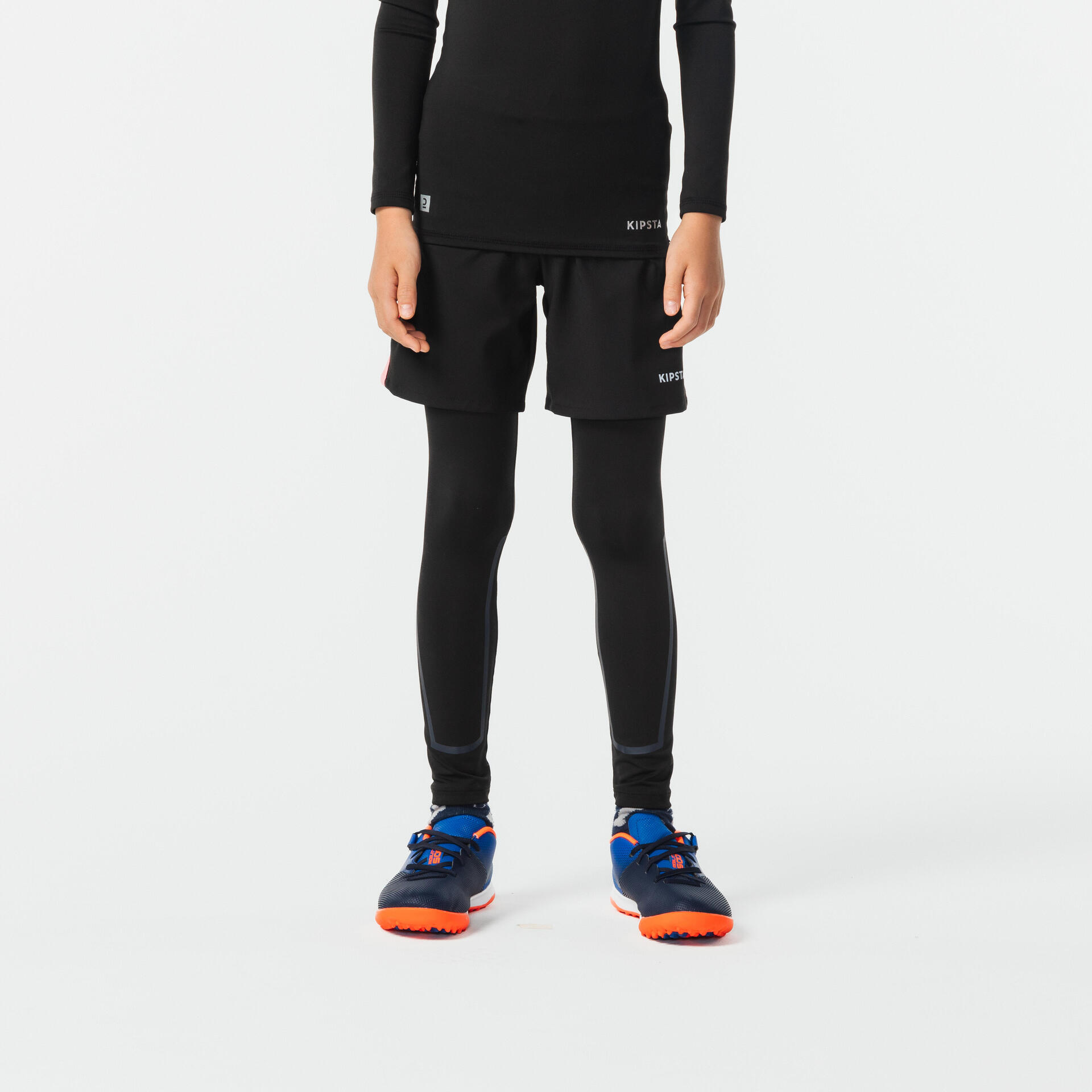 Kids' Long-Sleeved Thermal Football Base Layer Top Keepconfort 100 - Black