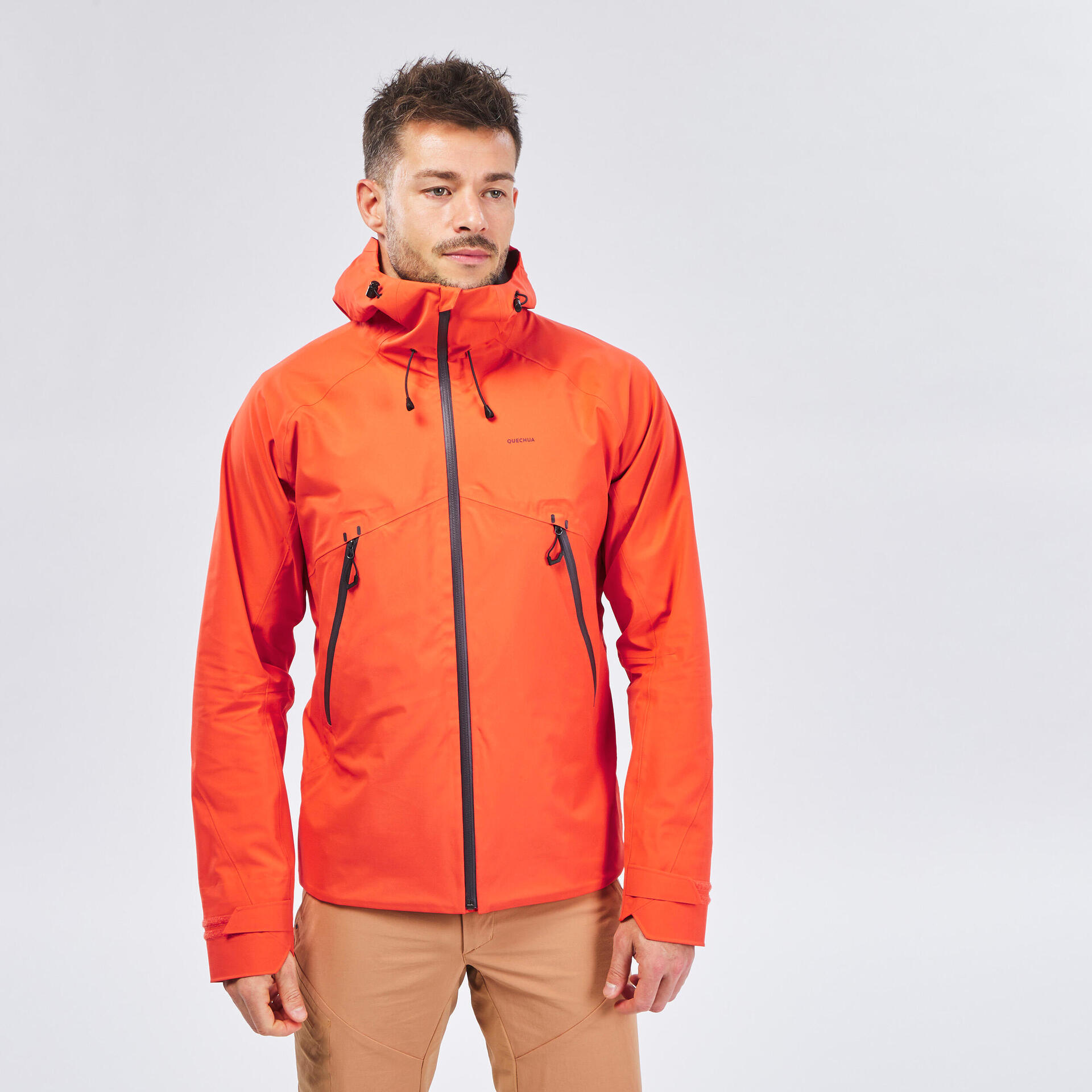 Men's Waterproof Hiking Jacket - MH500 - Orange