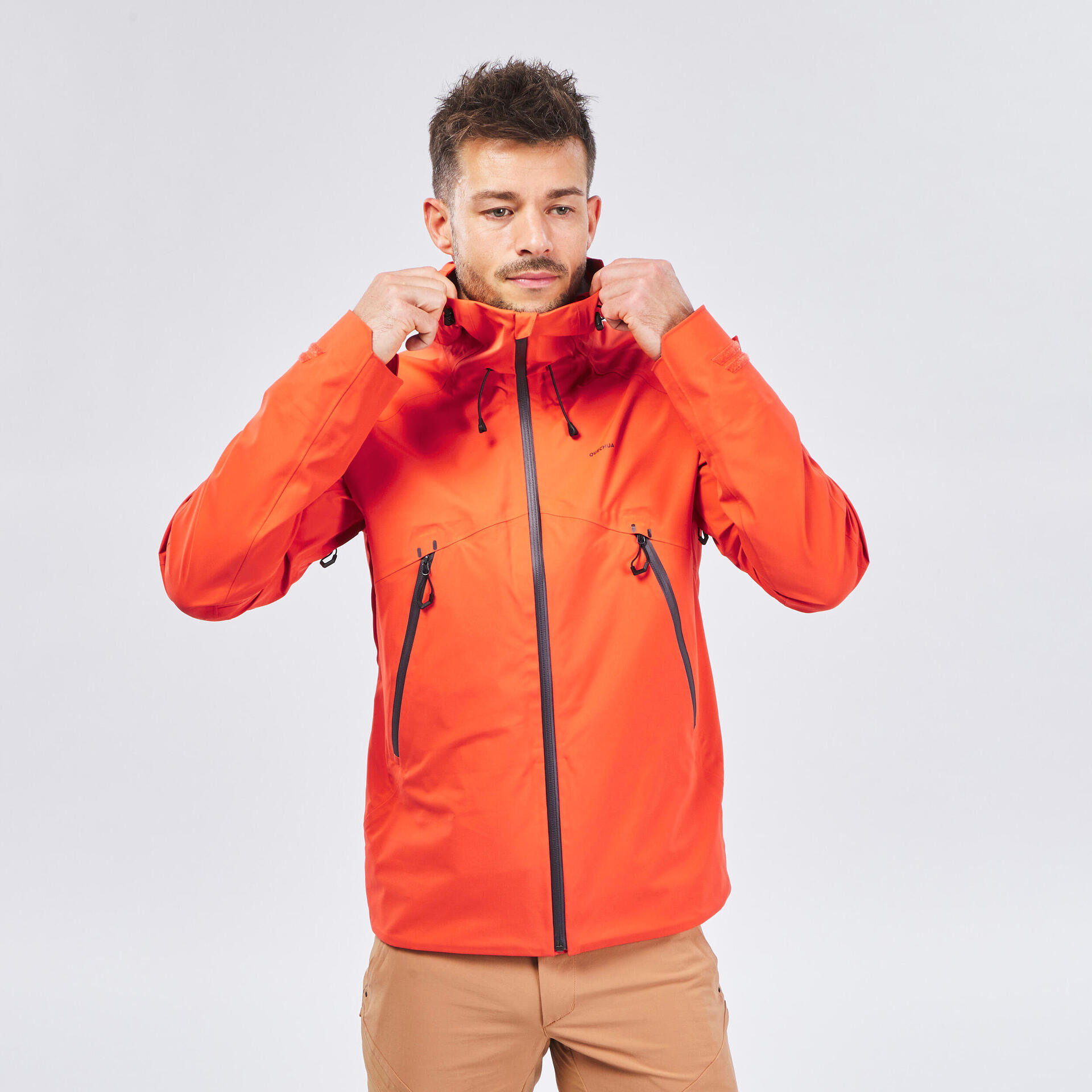 Men's Waterproof Hiking Jacket - MH500 - Orange