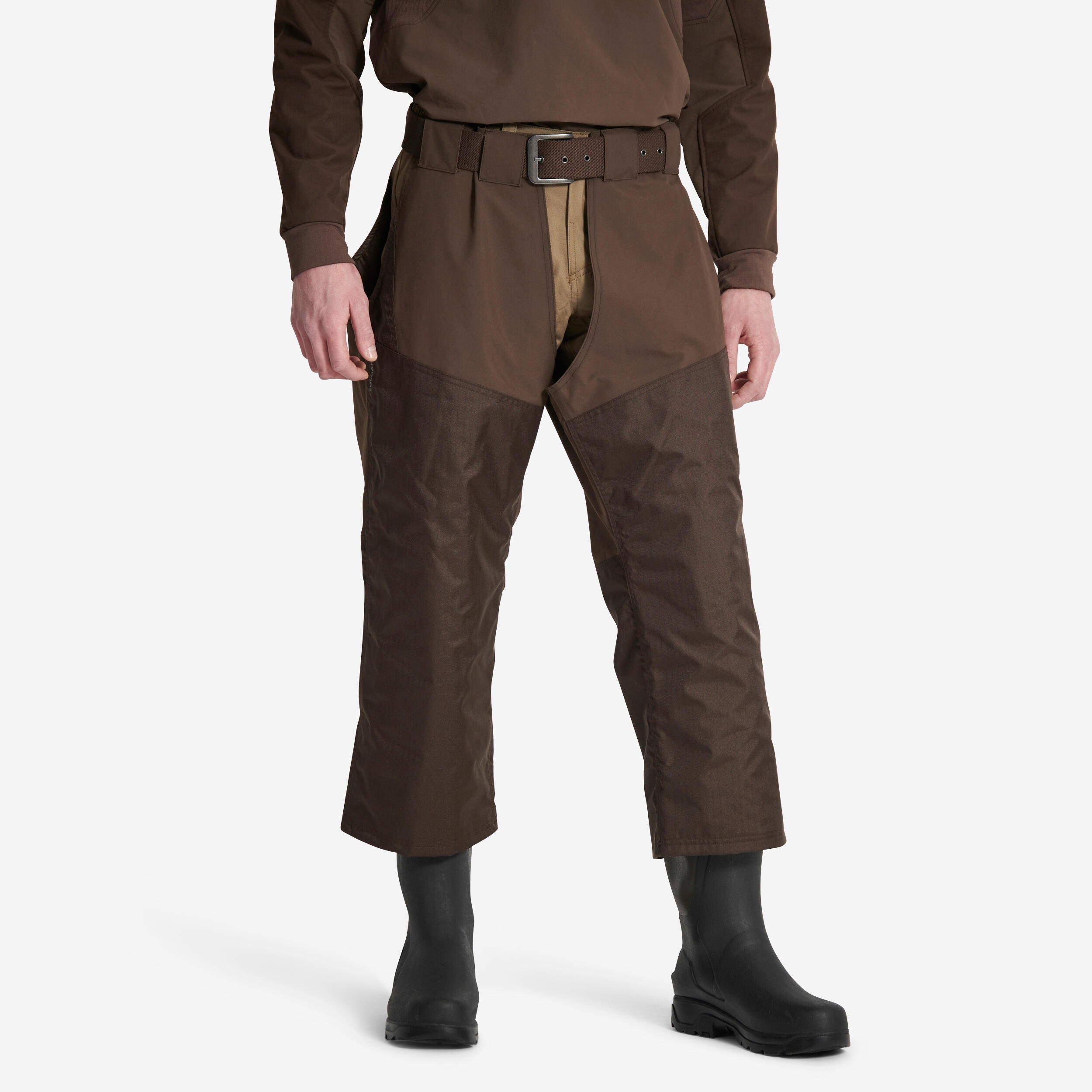 HUNTING OVER TROUSERS SUPERTRACK 500 BROWN - Decathlon
