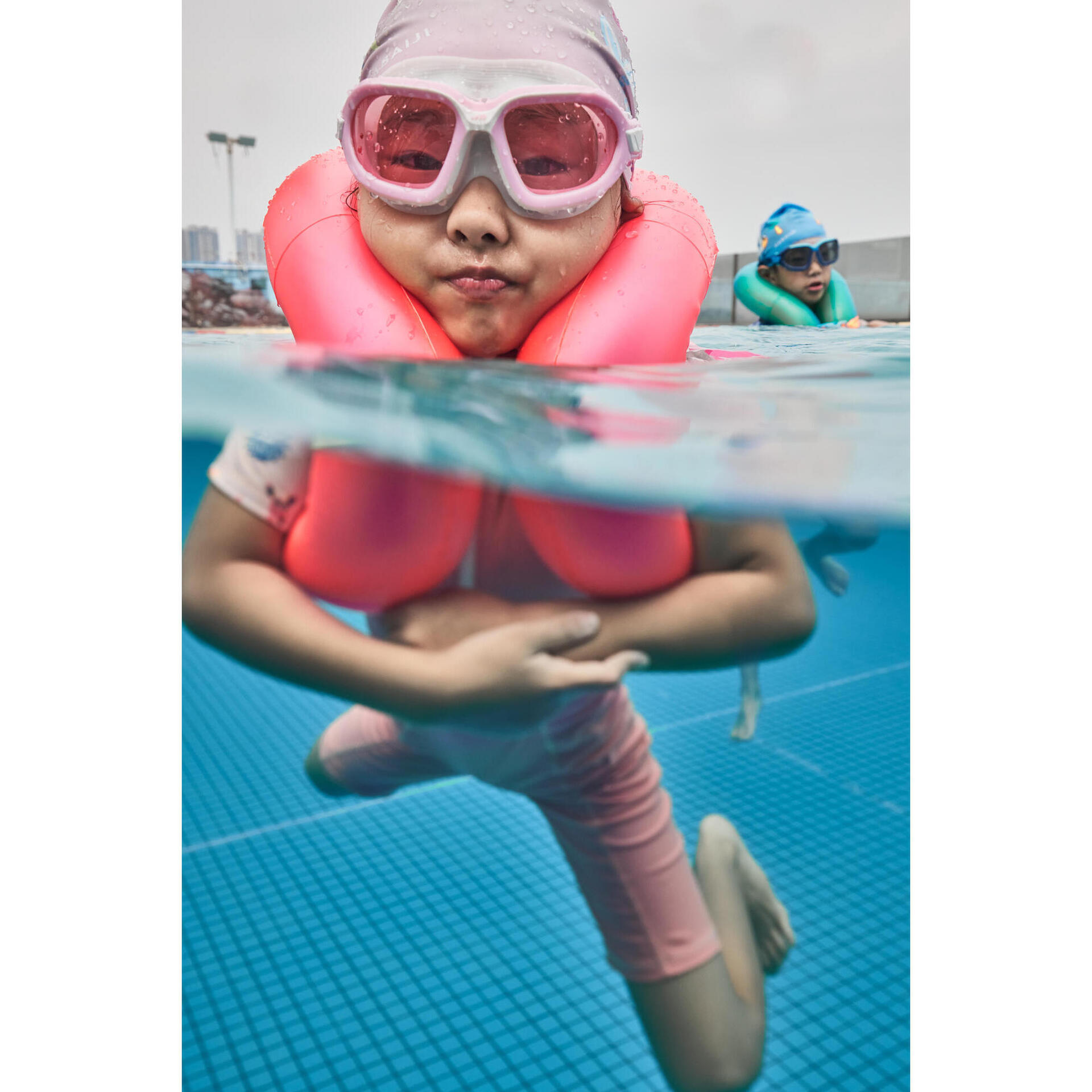 Pool Mask - Swimming - Active Size S Tinted Lenses - Pink / White