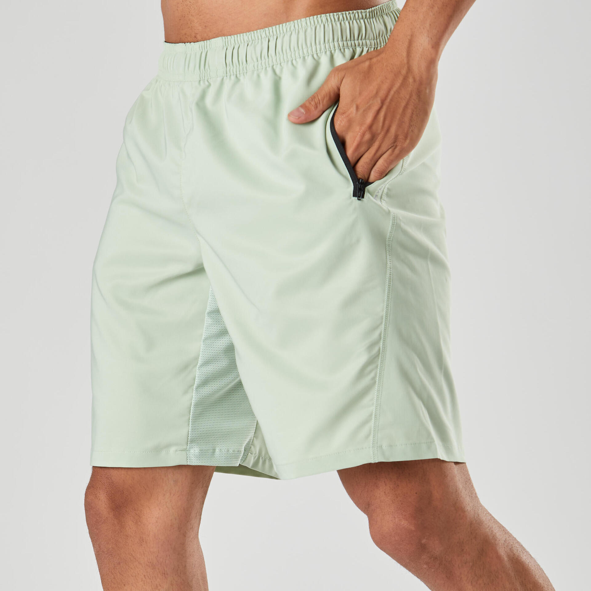 Fitness Shorts with Zip Pockets - Almond Green