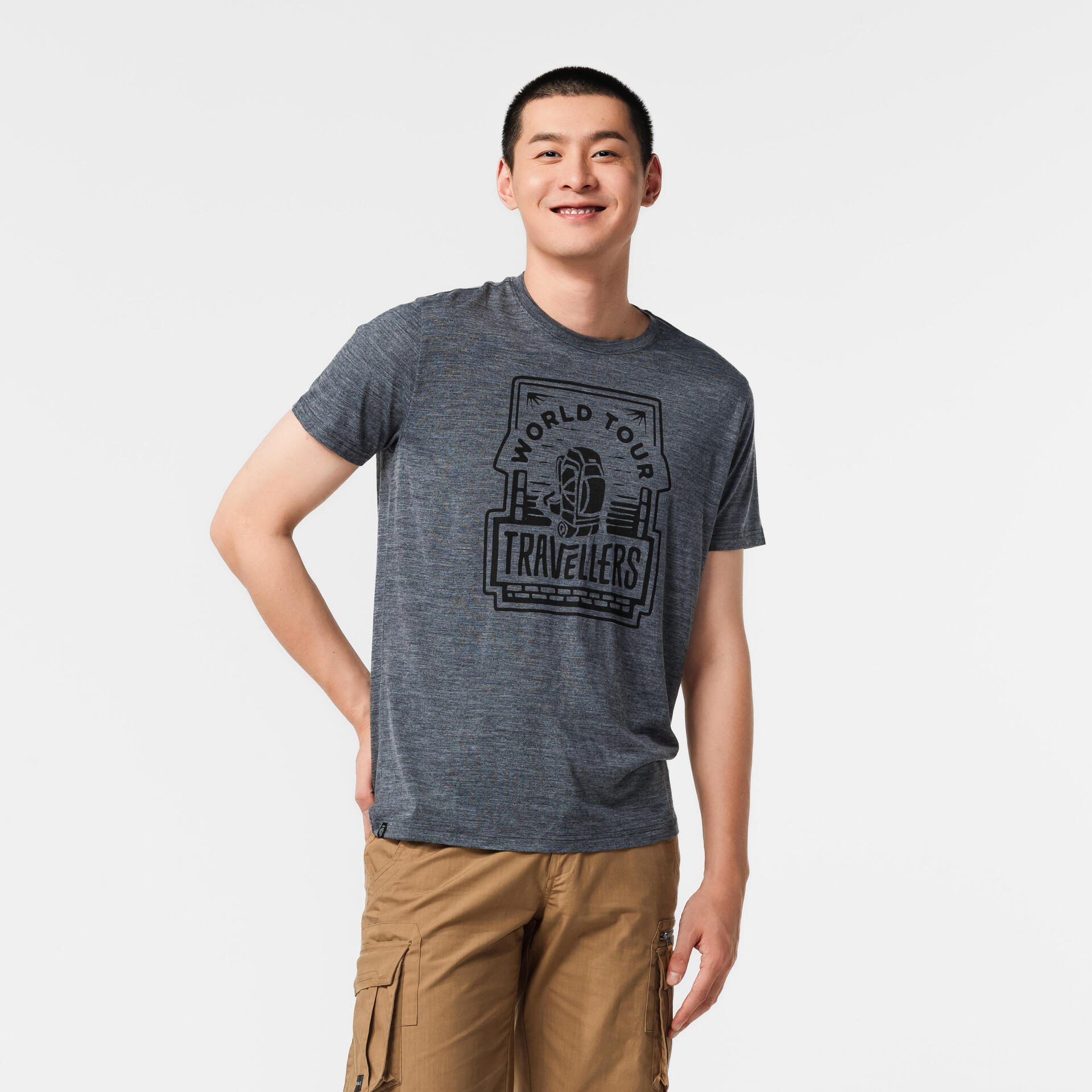 TShirt 500 WOOL M Grey