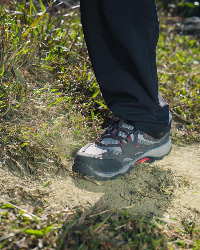 Men’s waterproof mountain hiking boots, MH100 - Grey / Red QUECHUA ...