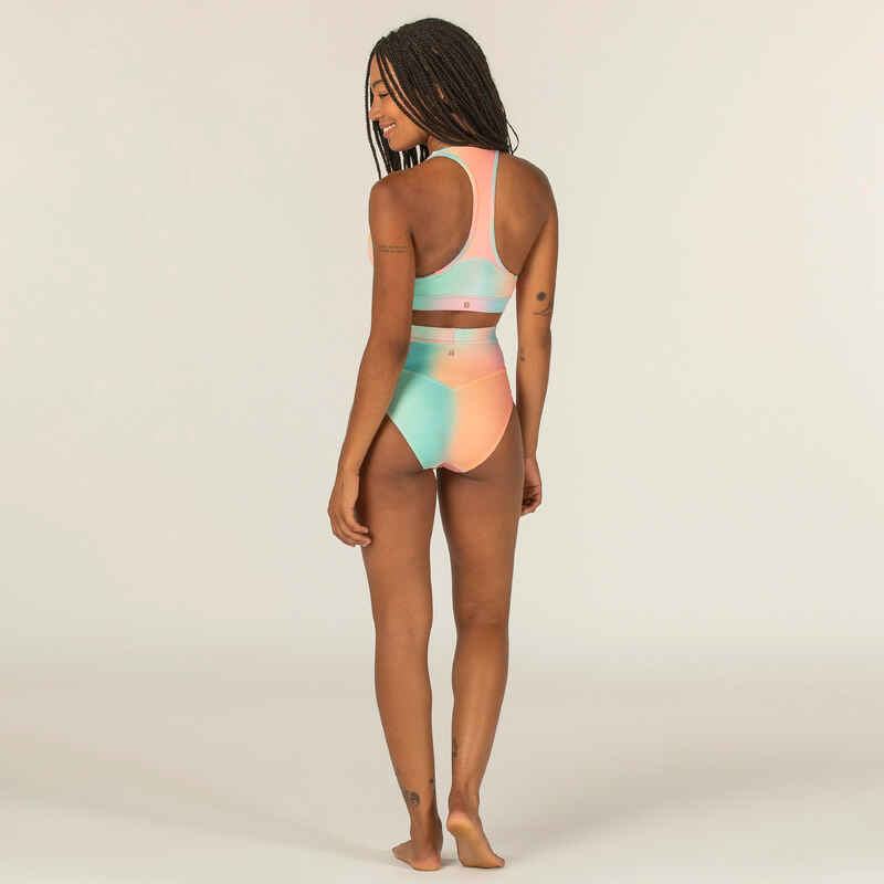 Womens Surfing Swimsuit Crop Top Ana Blur Pink Decathlon