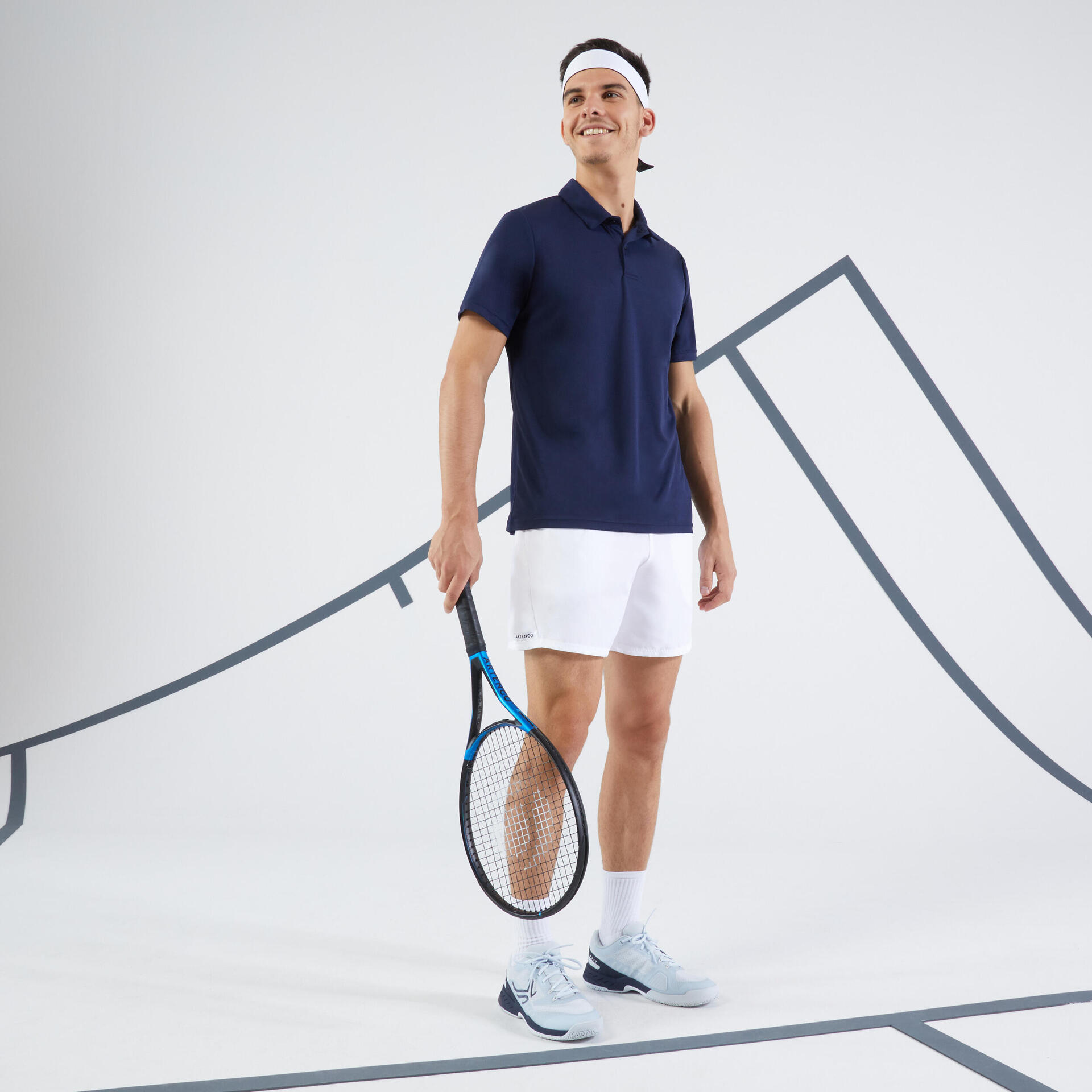 Men's Short-Sleeved Tennis Polo Shirt Essential - Navy