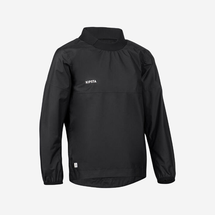 Kids' Rugby Waterproof Windproof Smock Top - Black OFFLOAD - Decathlon