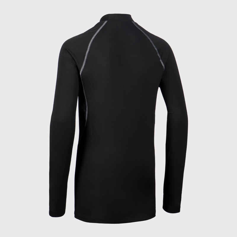 Kids' Long-Sleeved Rugby Base Layer Top R500 - Black - Decathlon