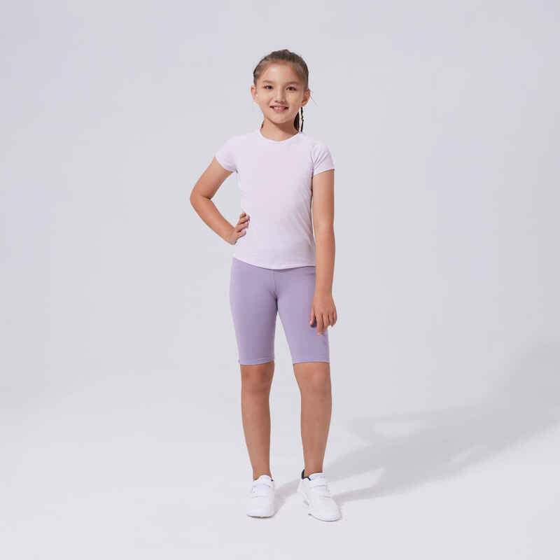 Girls' Cotton Cycling Shorts - Purple - Decathlon
