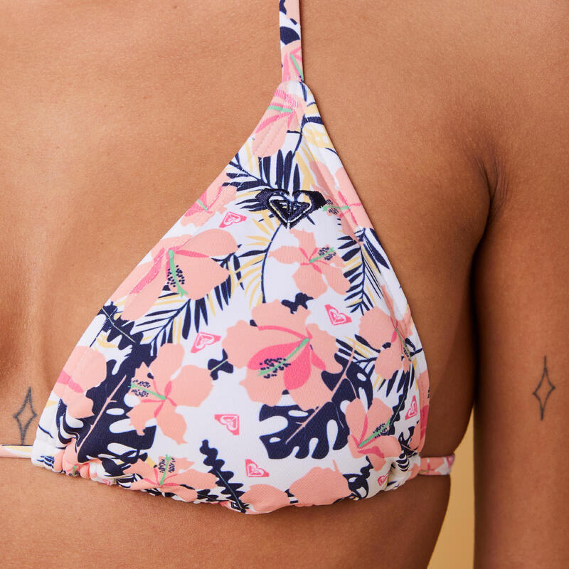 Womens Triangle Bikini Top Roxy Floral White Roxy Decathlon