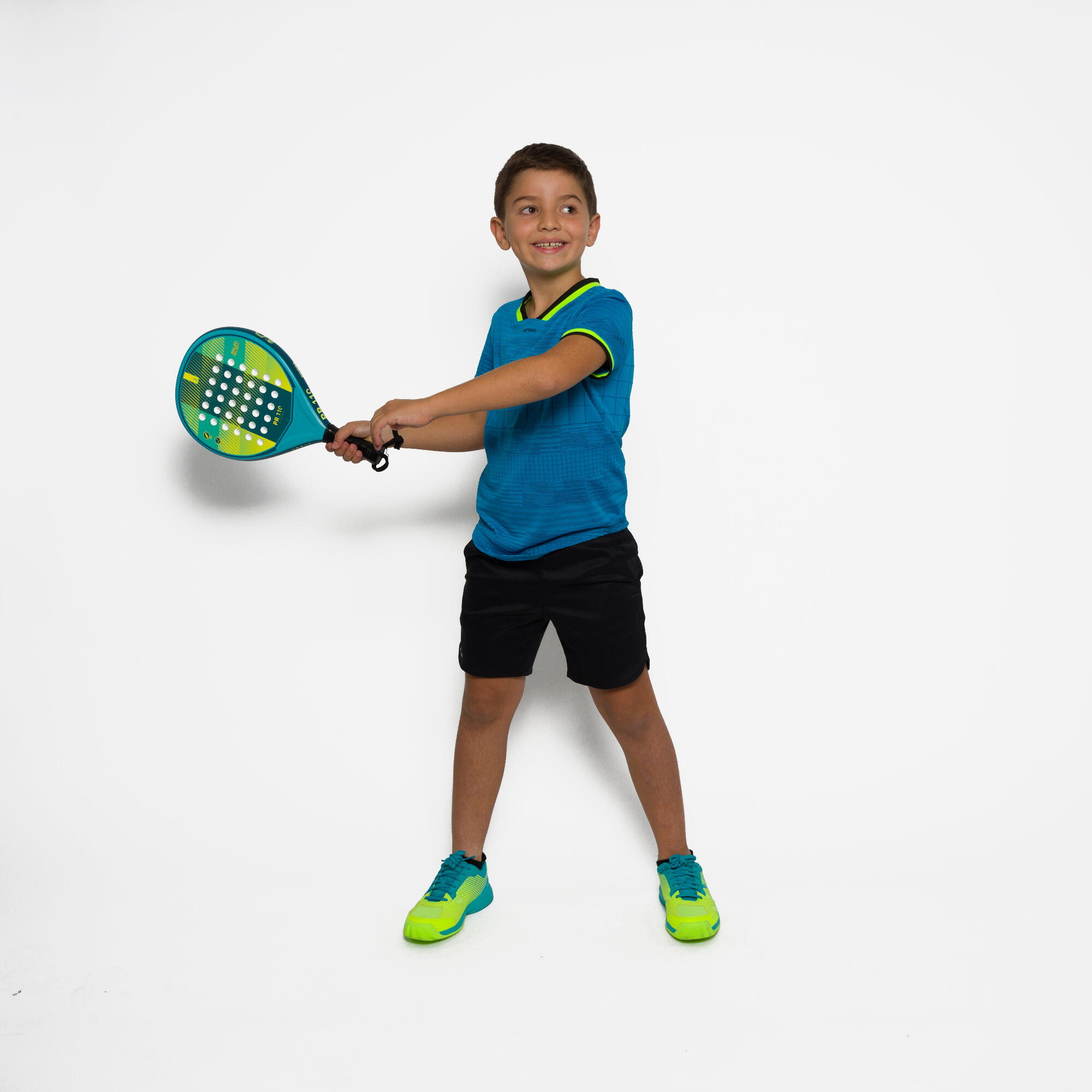 Kids' Padel Shoes PS 500 JR Lace - Light Blue/Yellow KUIKMA | Decathlon