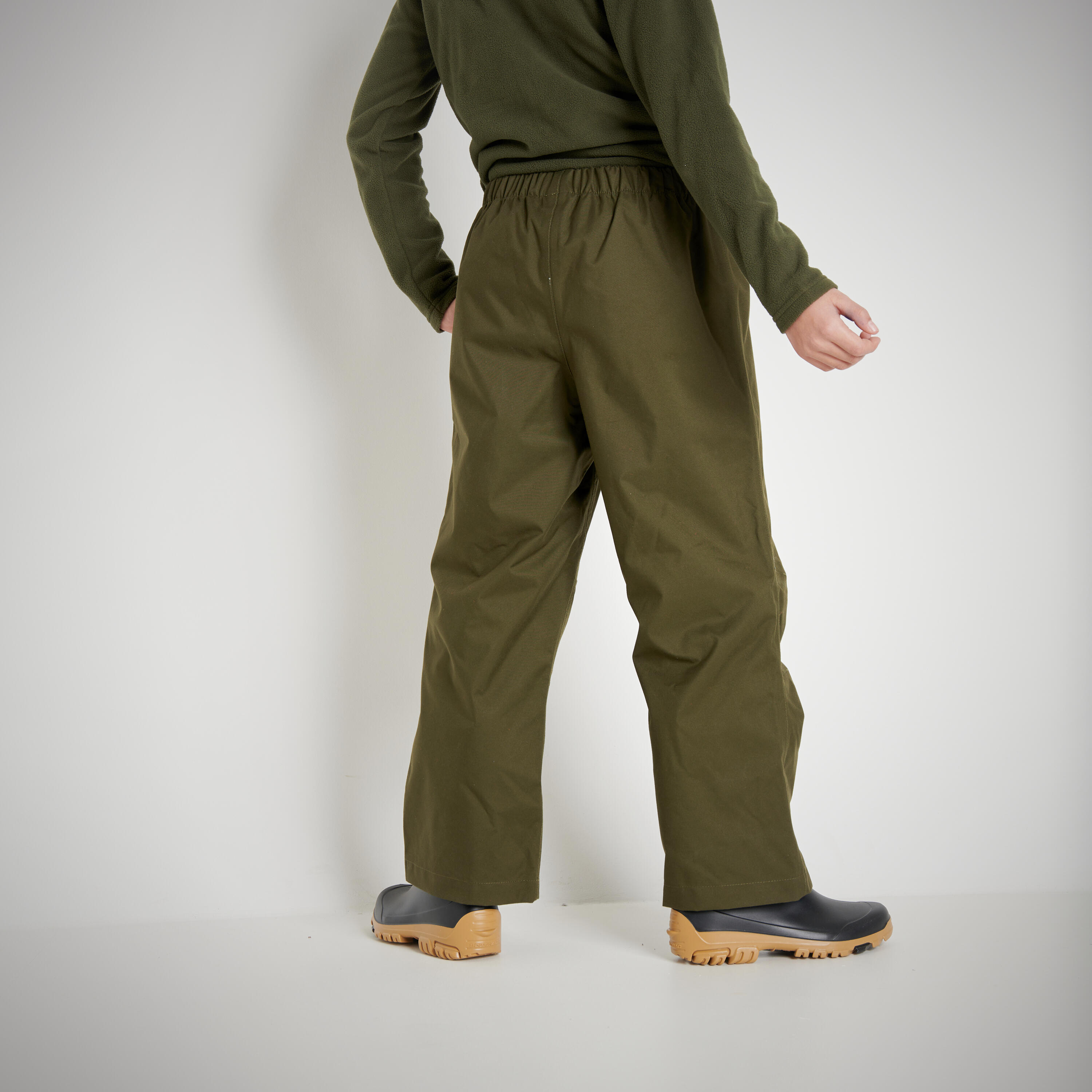 100 Waterproof Overpants - Junior - Deep khaki - Solognac - Decathlon
