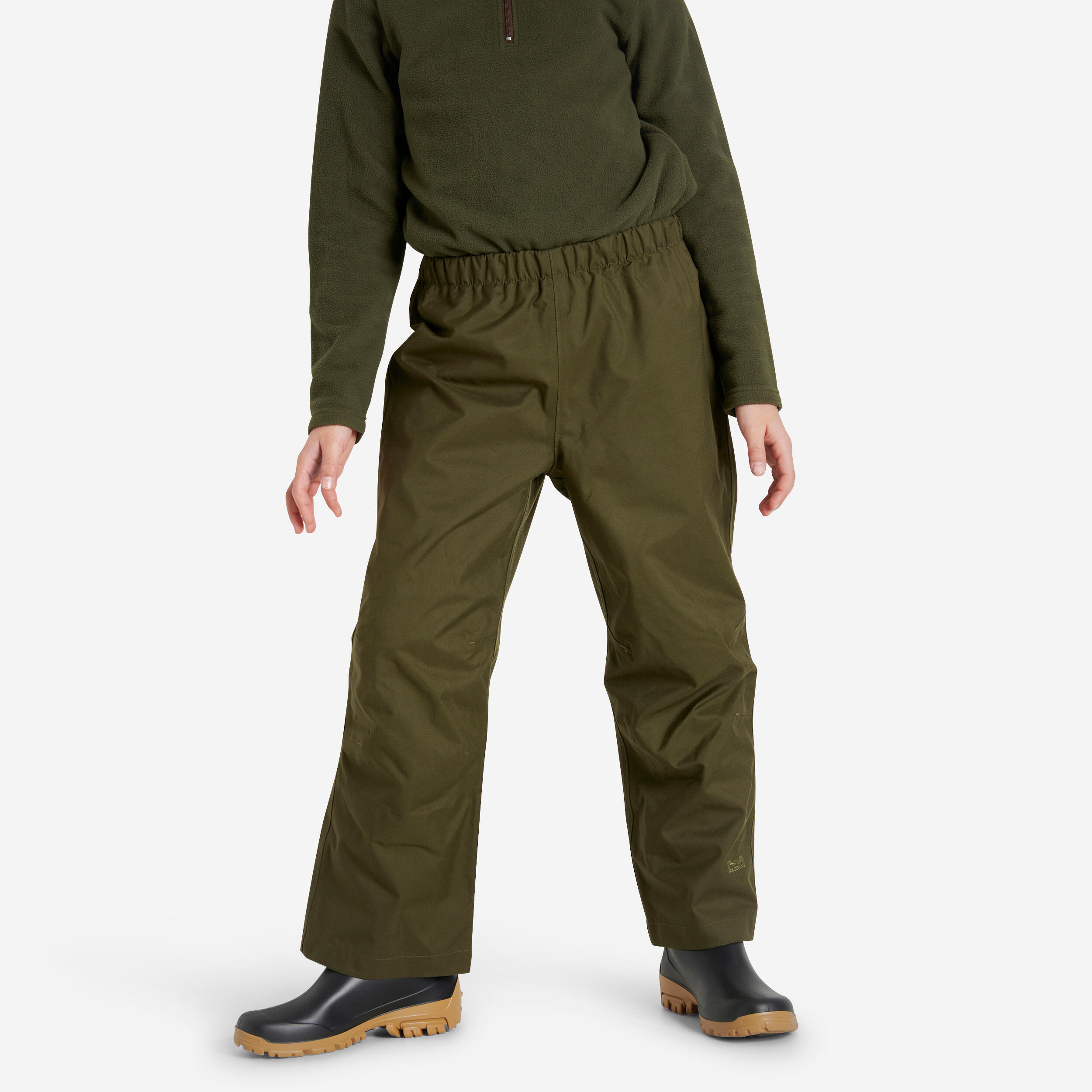 100 Waterproof Overpants - Junior - Deep khaki - Solognac - Decathlon